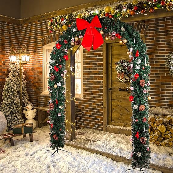 Bonnlo Christmas Arch, 8ft Christmas Tree Arch for Outdoor Indoor Room ...