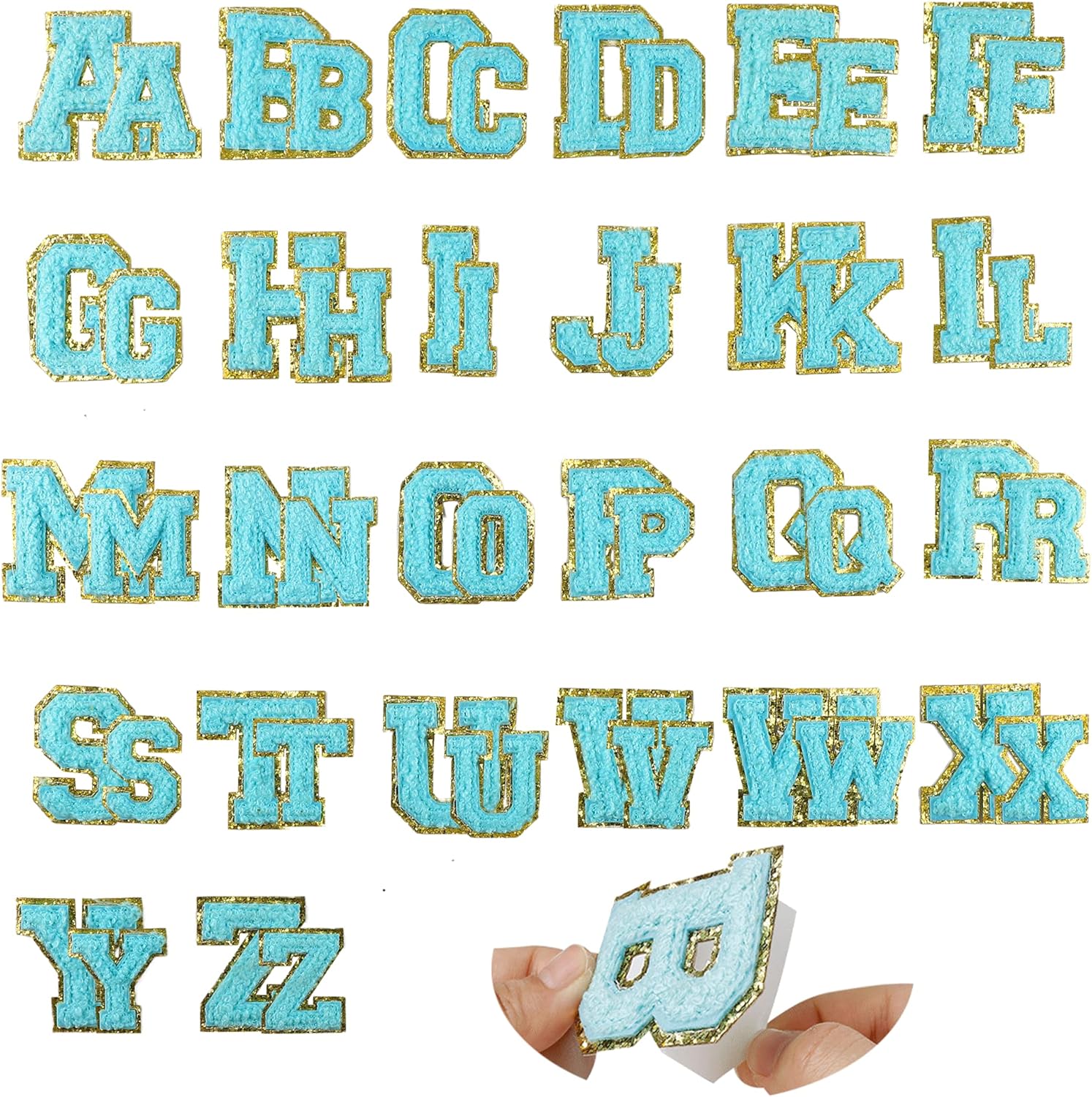 Amazon.com: Chenille Letter Patches 52 Pieces Self Adhesive Glitter ...