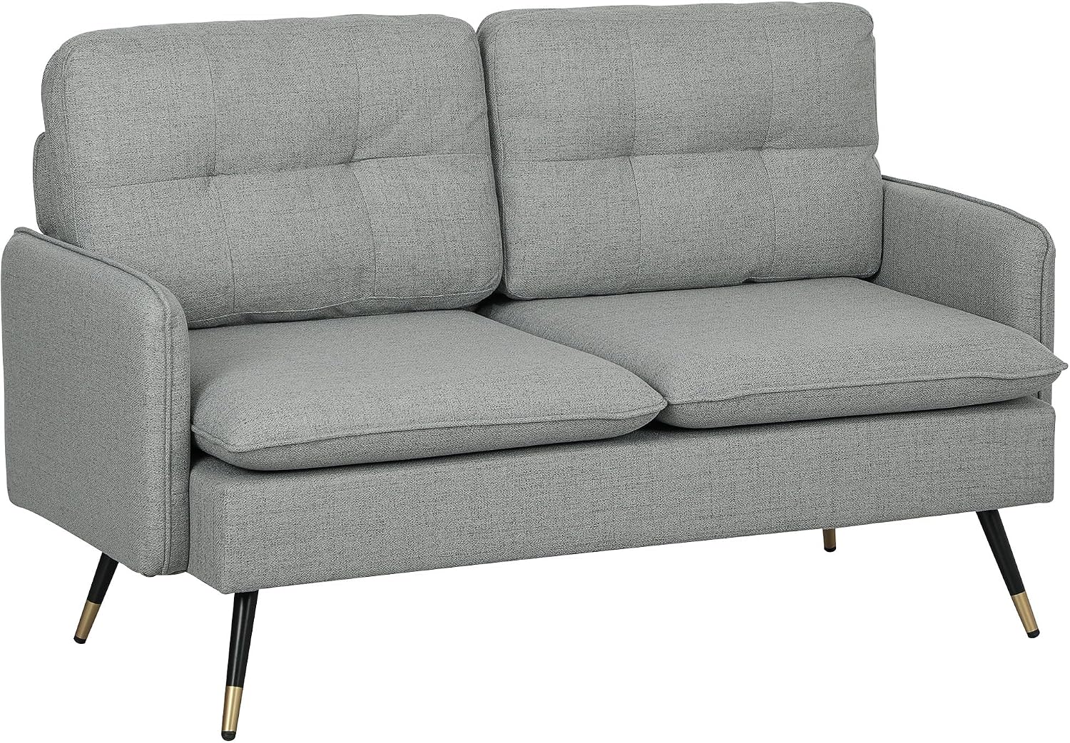 HOMCOM Modern Two Seater Sofa, Button Tufted Loveseat with Cushions and ...