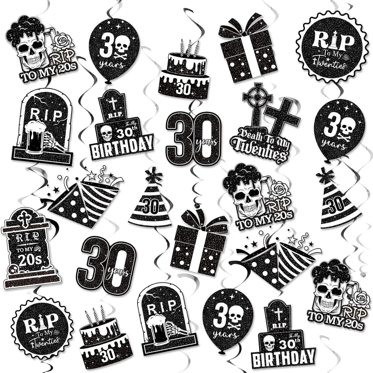 Amazon.com: 48 Pcs Rip to My 20s Birthday Decorations, Death to My 20s ...