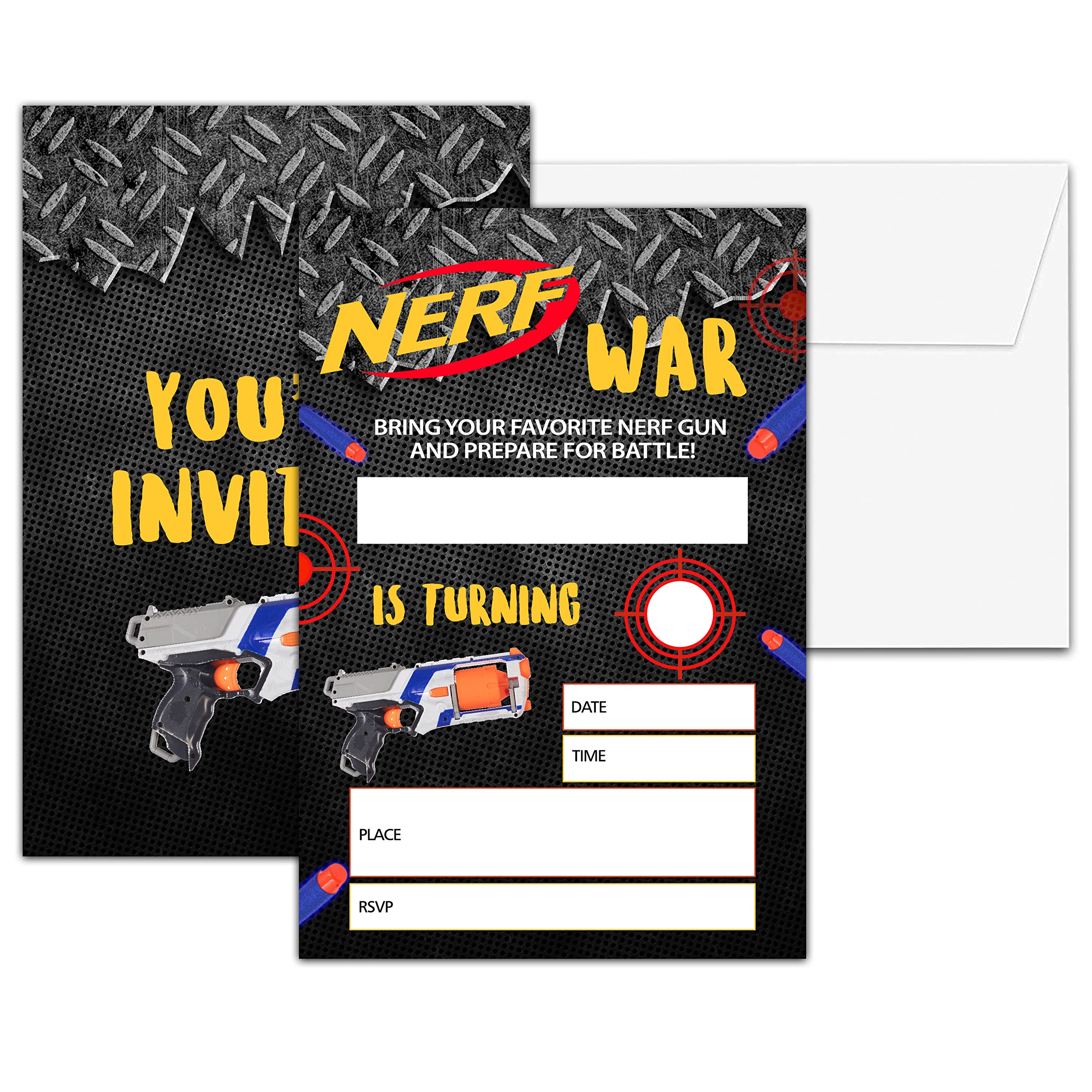 Amazon.com : Chuxvon Dart Guns Birthday Party Invitations, Darts ...