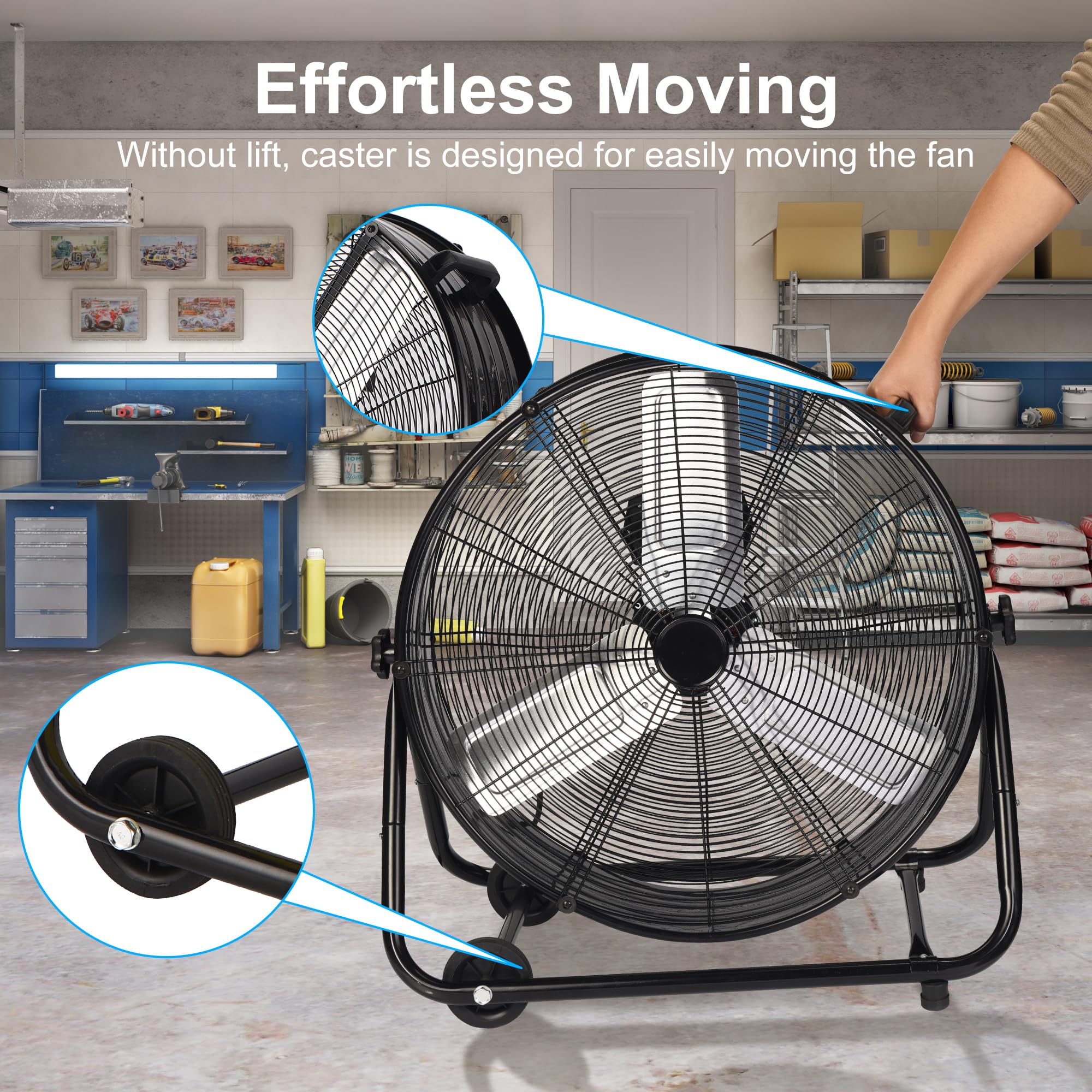 30 Inch Heavy Duty Industrial Drum Fan, 550W High Velocity Floor Fan ...