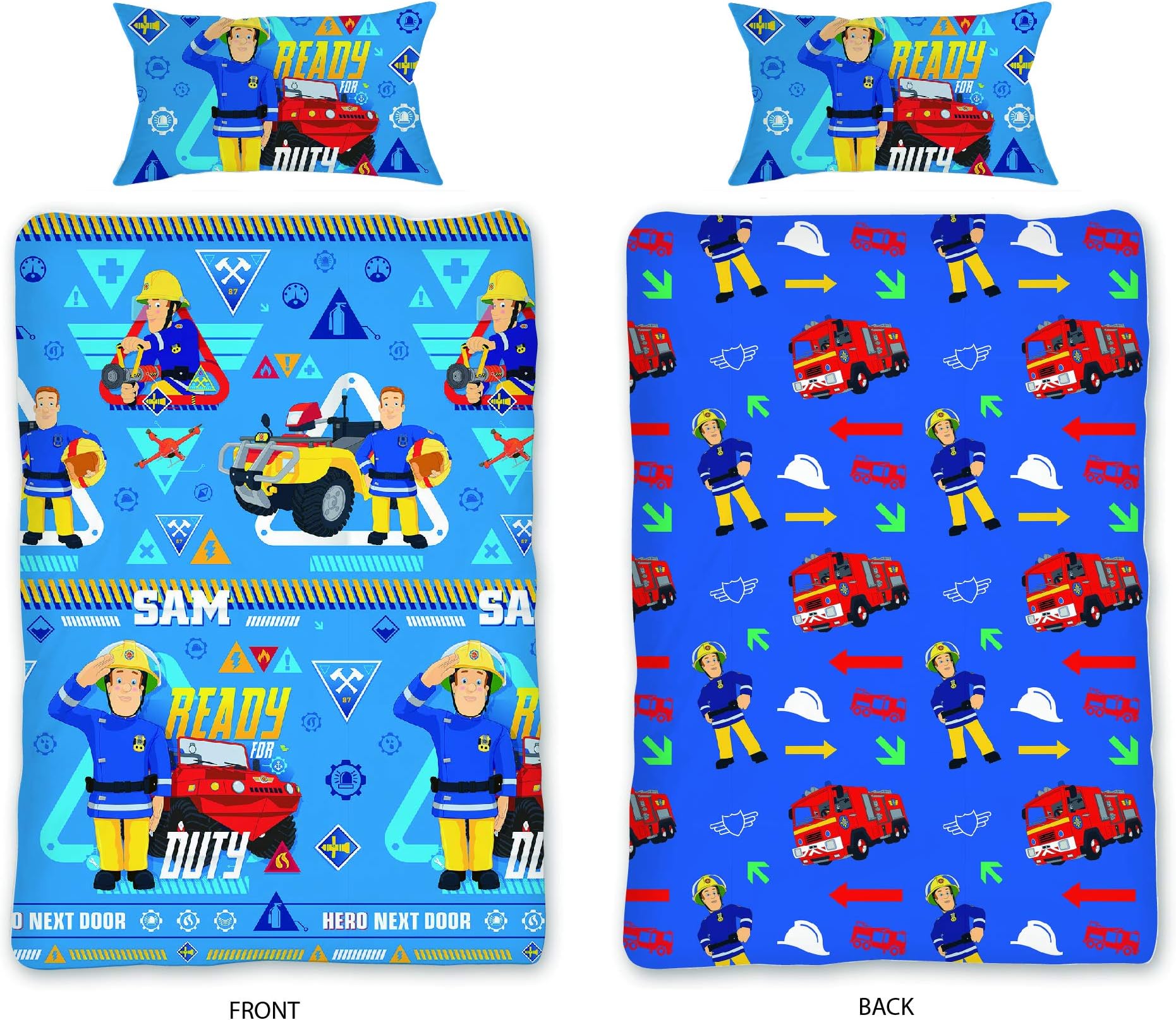 Fireman Sam Reversible Bedding Set Duvet Cover and Pillow Case 140x200 ...