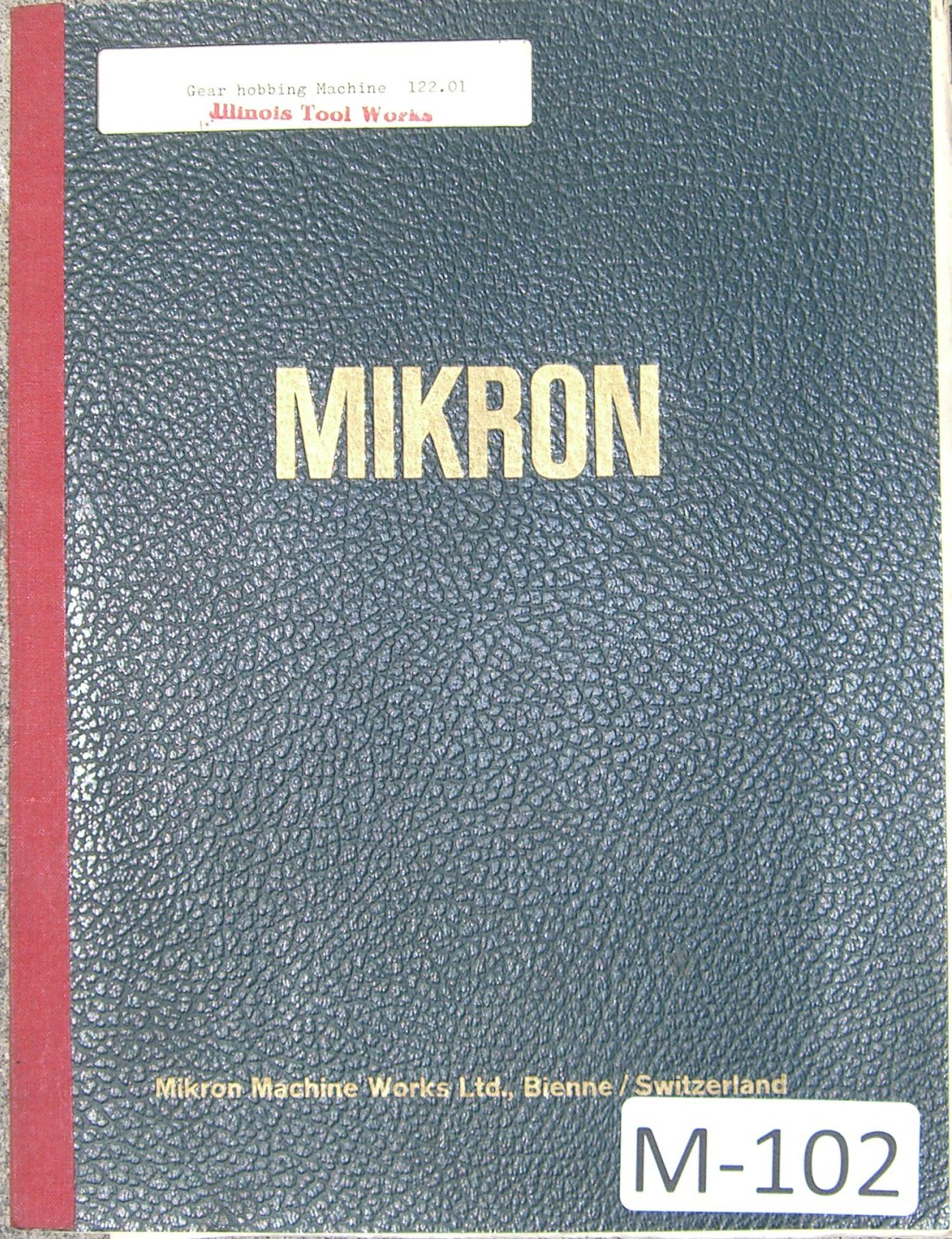Mikron Gear Hobbing Machine 122.01 Operation Manaual: Mikron: Amazon ...