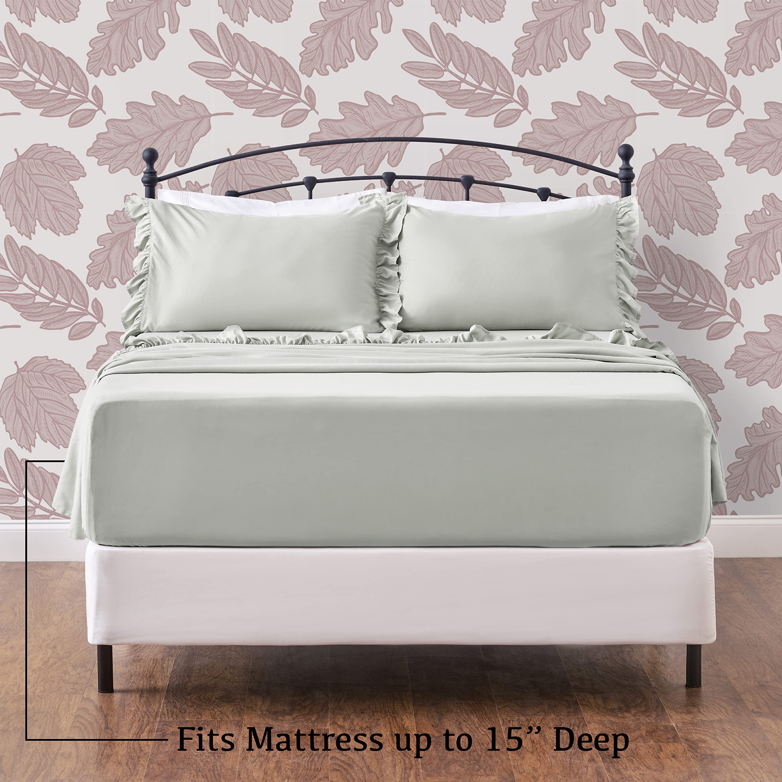 Chanasya Premium Ruffle Sheet Set - Shabby Chic Double Brushed Soft ...