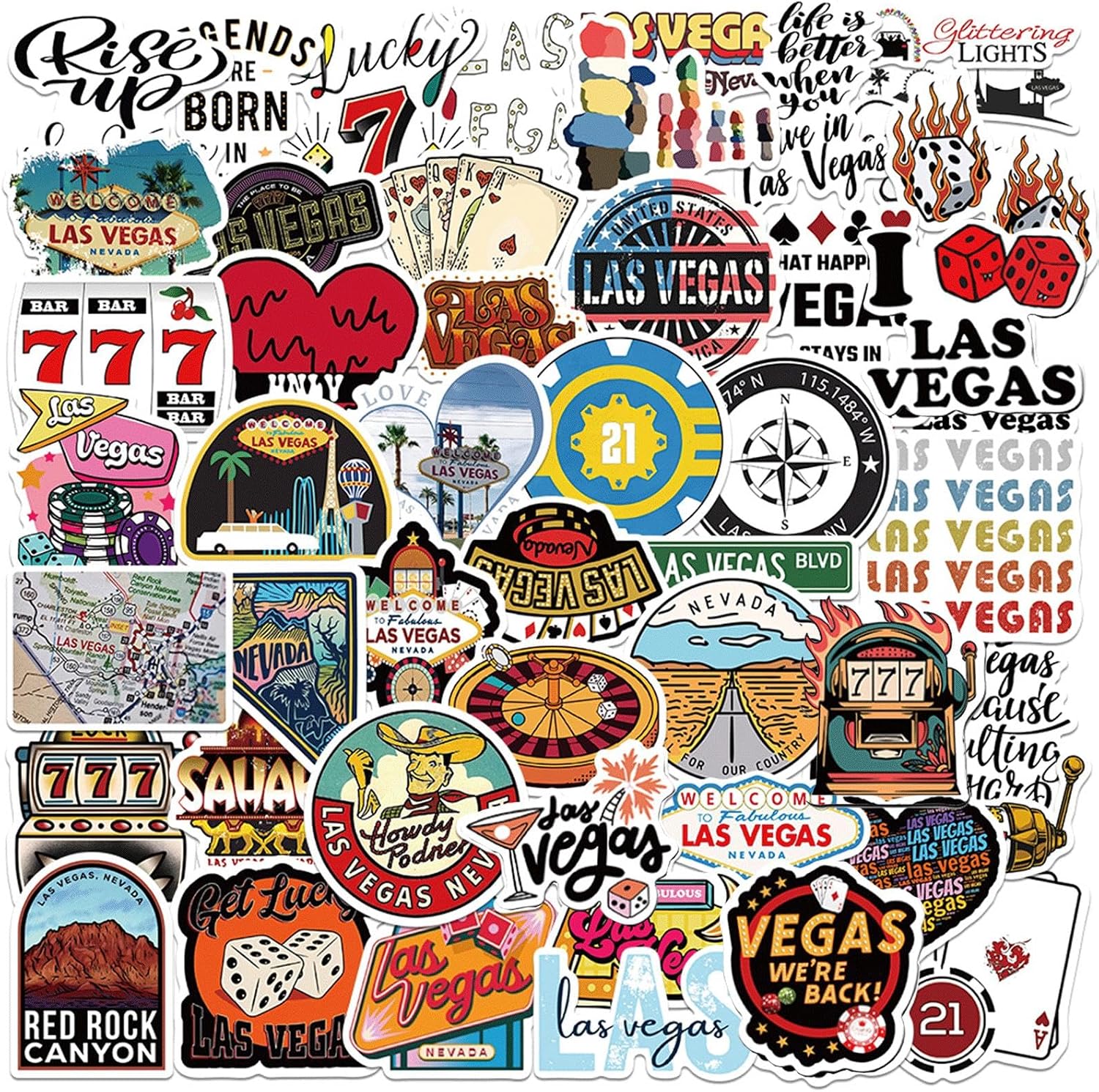 Amazon.com: 50PCS Nevada Las Vegas Stickers,Cool Travel Stickers ...