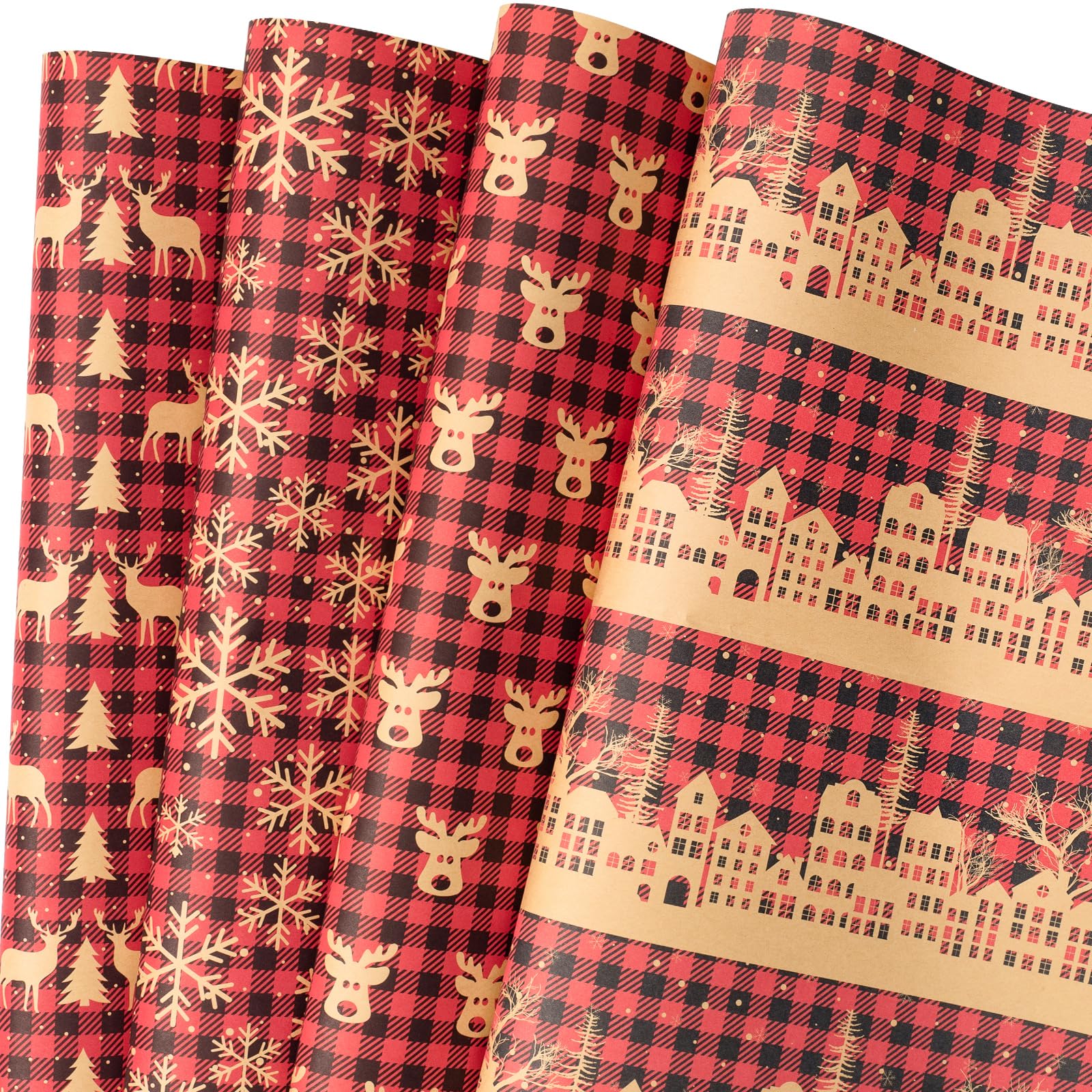 Snapklik.com : Kraft Wrapping Paper Sheets - Christmas Red Buffalo ...