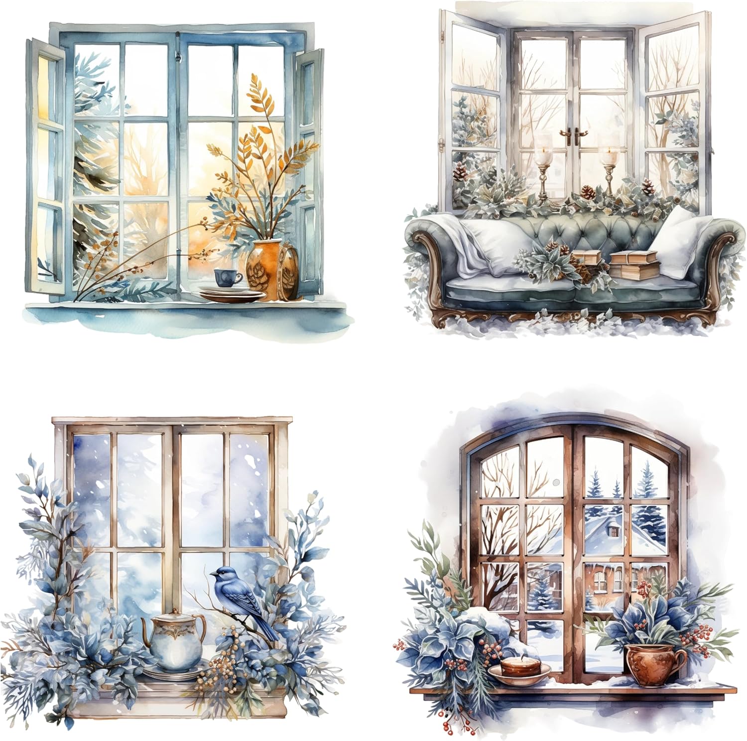 Amazon.com: XERE 80 Pcs Picturesque Windows Four Seasons Sticker Book ...