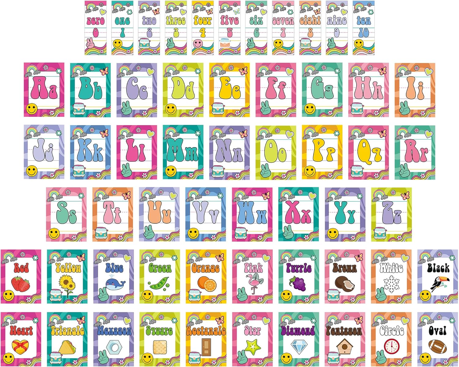 Amazon.com: 56Pcs Alphabet Poster for Classroom Wall Decor, ABC Letters ...