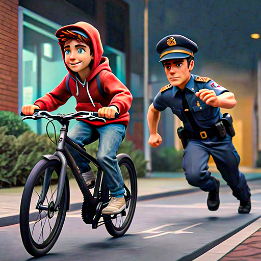 Bicycle Thief Runner Bike Escape Rush: Run and Collect Bicycle Parts ...