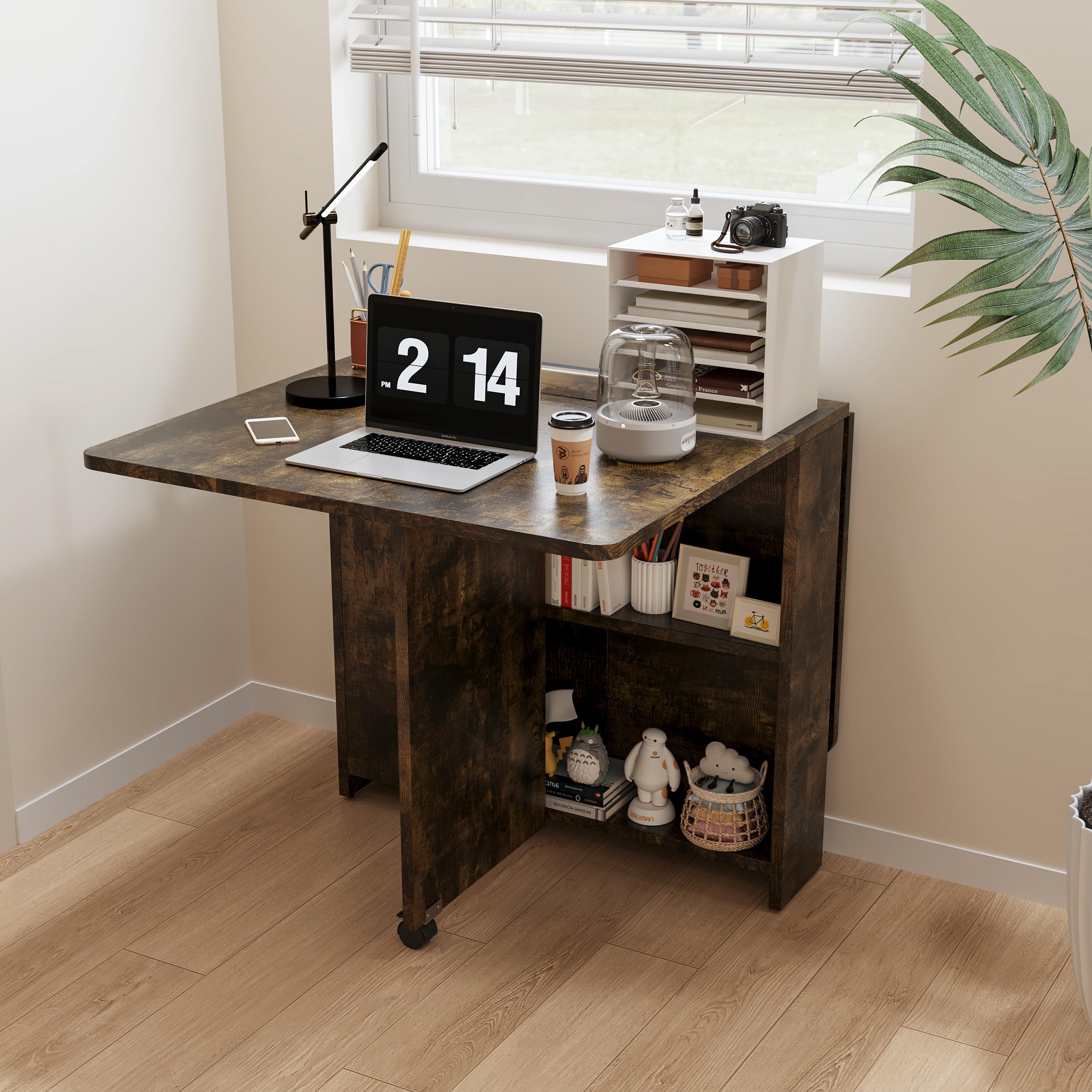 Amazon.com - Modern Foldable Dining Table with Wheels, Small Family ...