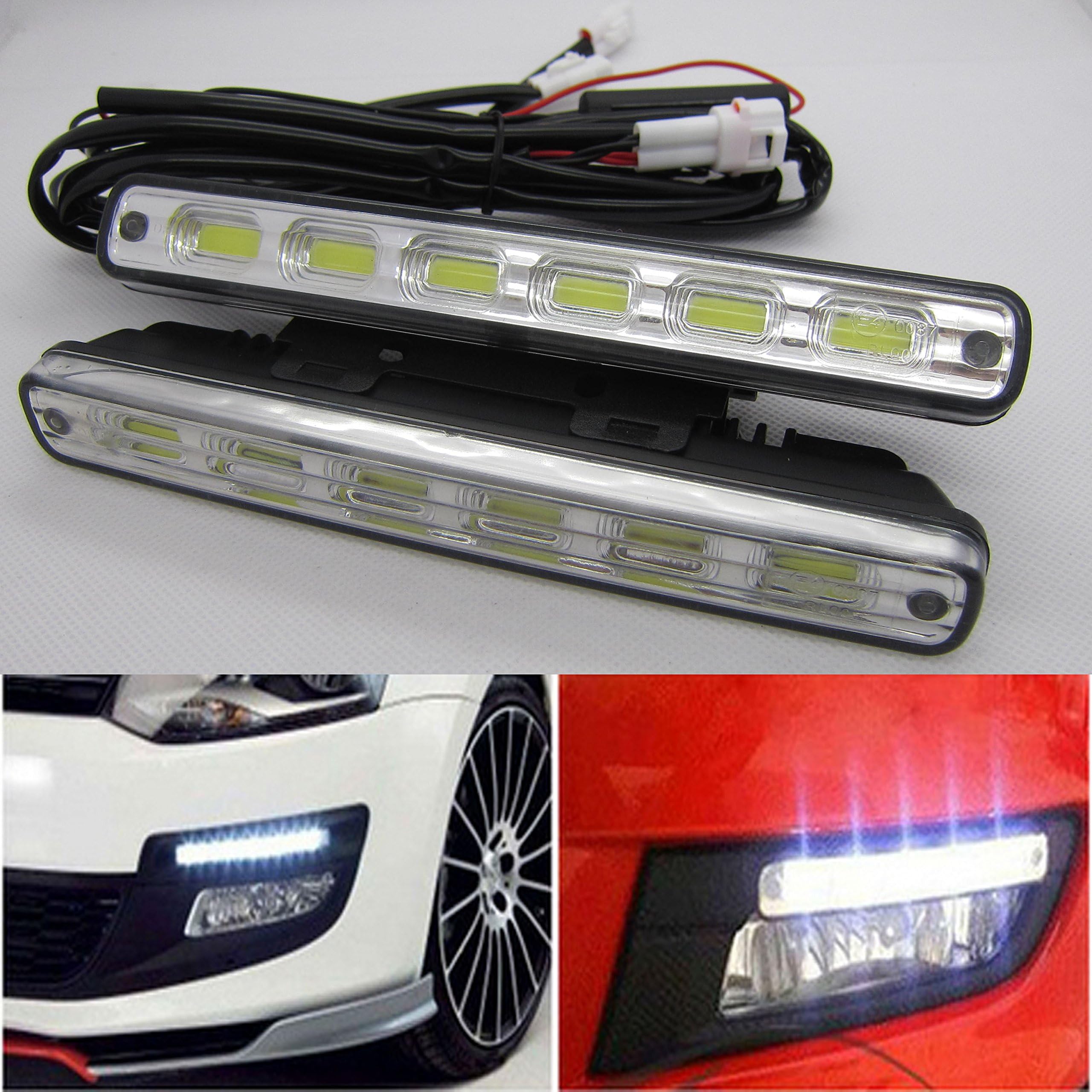 2pcs x 6 COB LED feux/lampe/ampoule de voiture Diurne de Conduite DRL ...