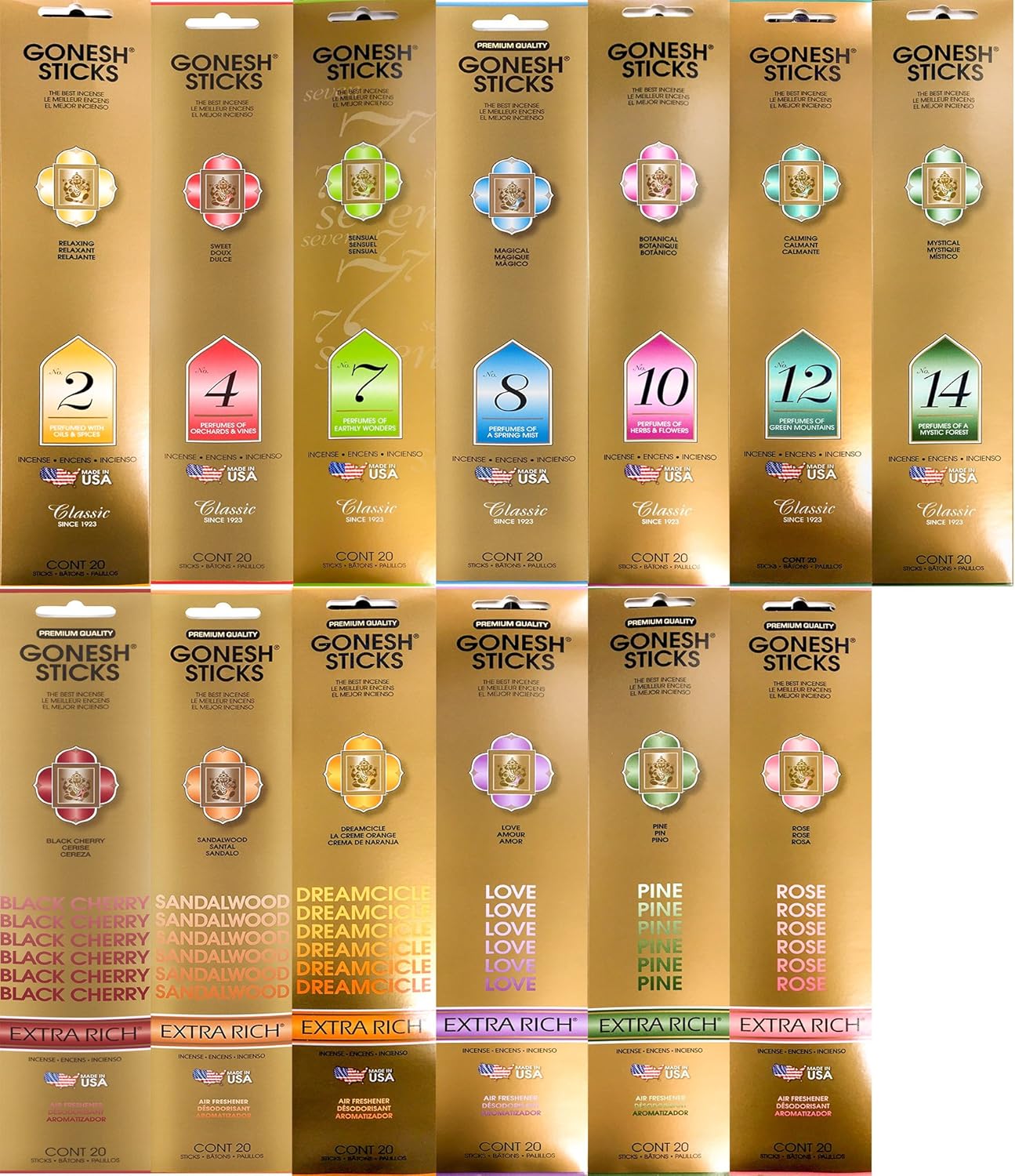 Amazon.com: Gonesh Incense Sticks, Combo Set of Super 13 Variety Pack ...