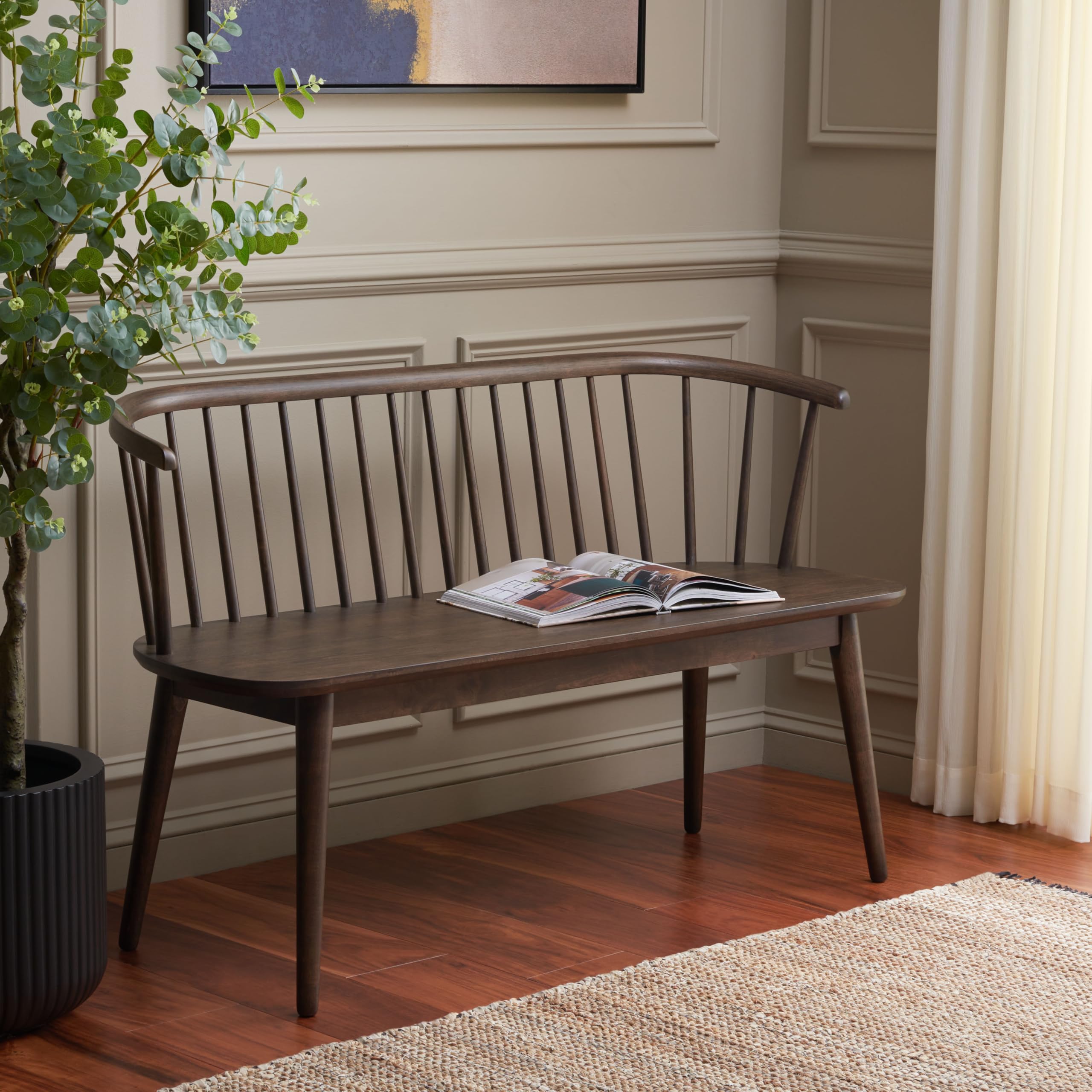 Amazon.com - SAFAVIEH Home Collection Blanchard Farmhouse Dark Walnut ...