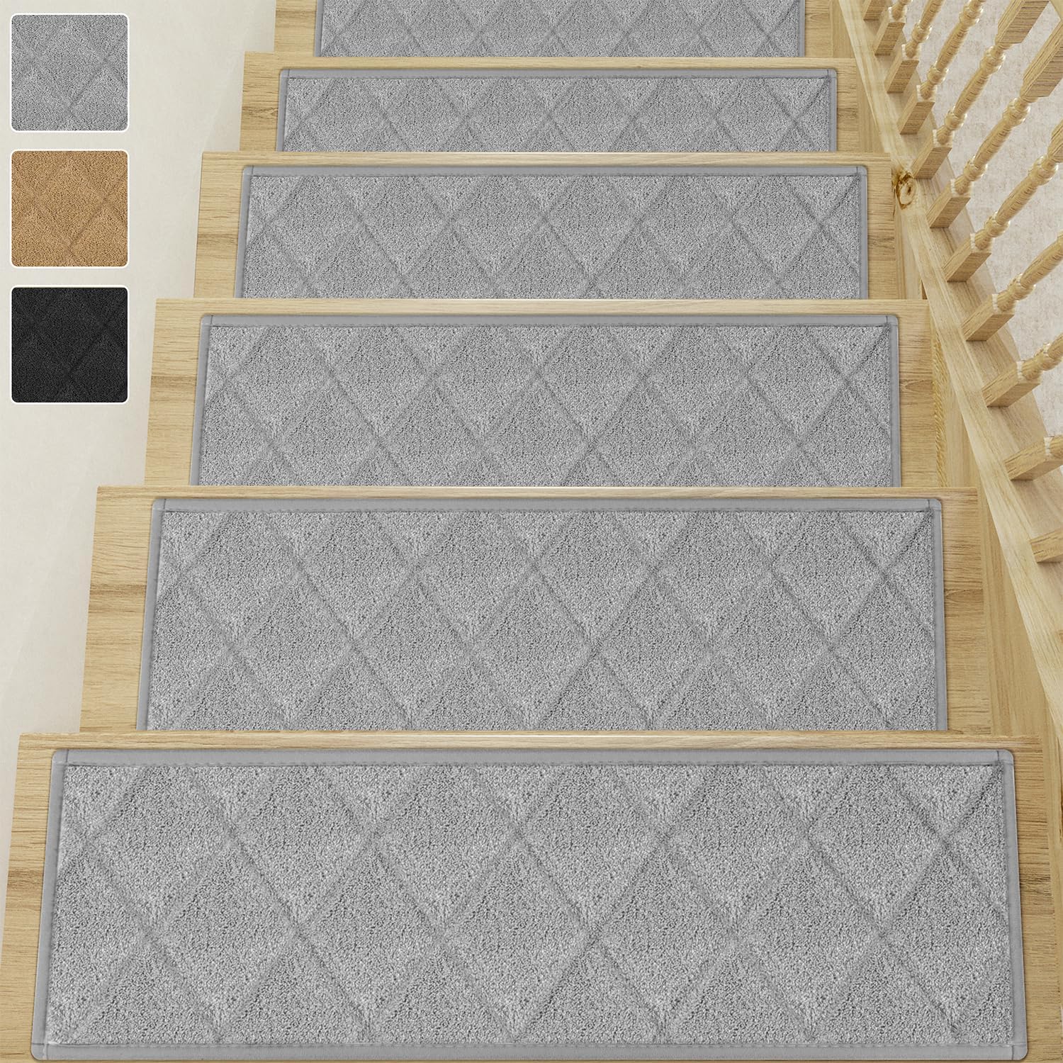 Amazon.com: Carpet Stair Treads for Wooden Steps - Anti-Skid Stair ...