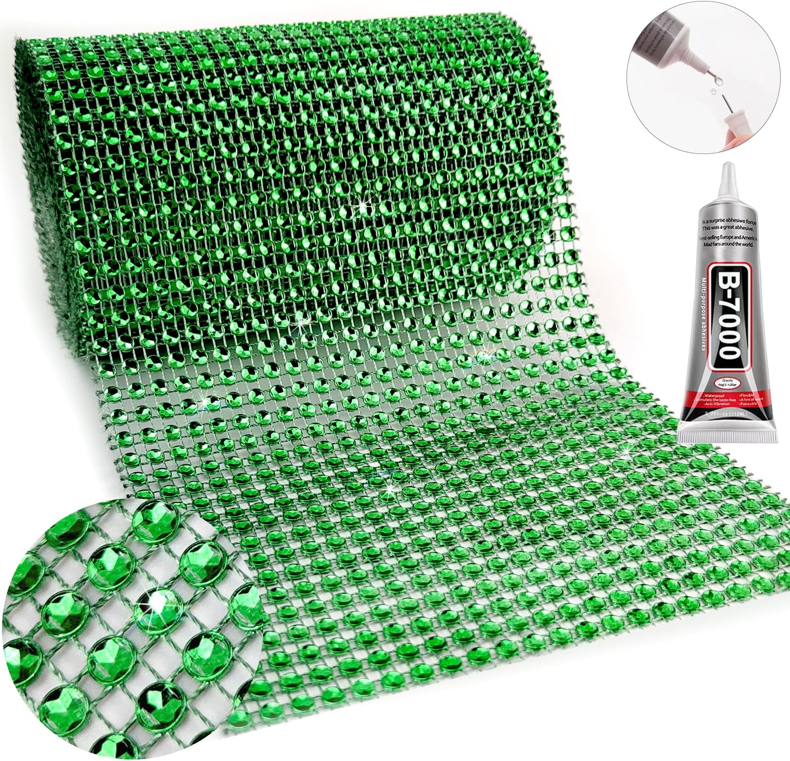 Amazon.com: LOLASATURDAYS-Green Rhinestone Ribbon, 30FT Bling wrap ...