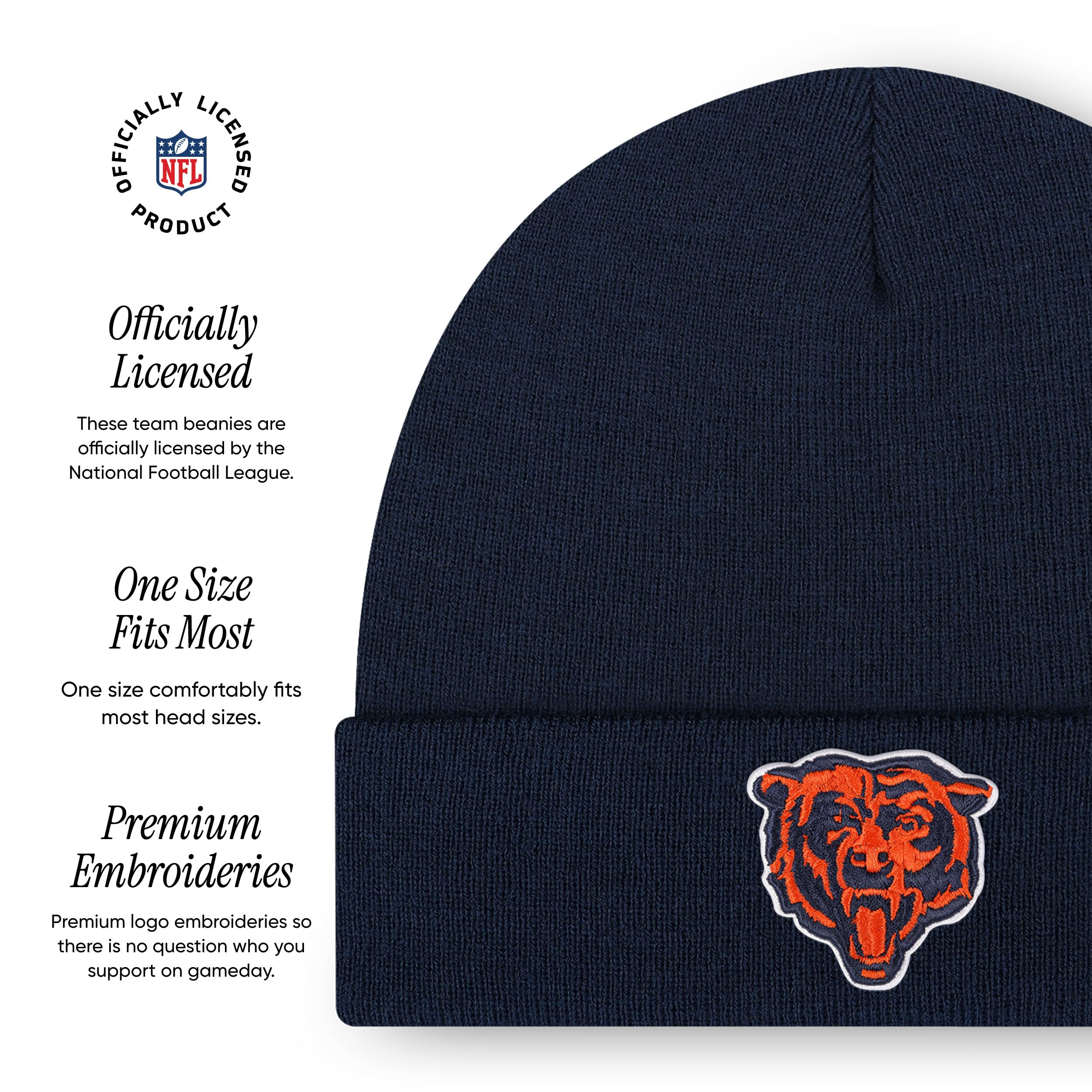 Snapklik.com : FOCO Chicago Bears NFL Basic Primary Logo Beanie
