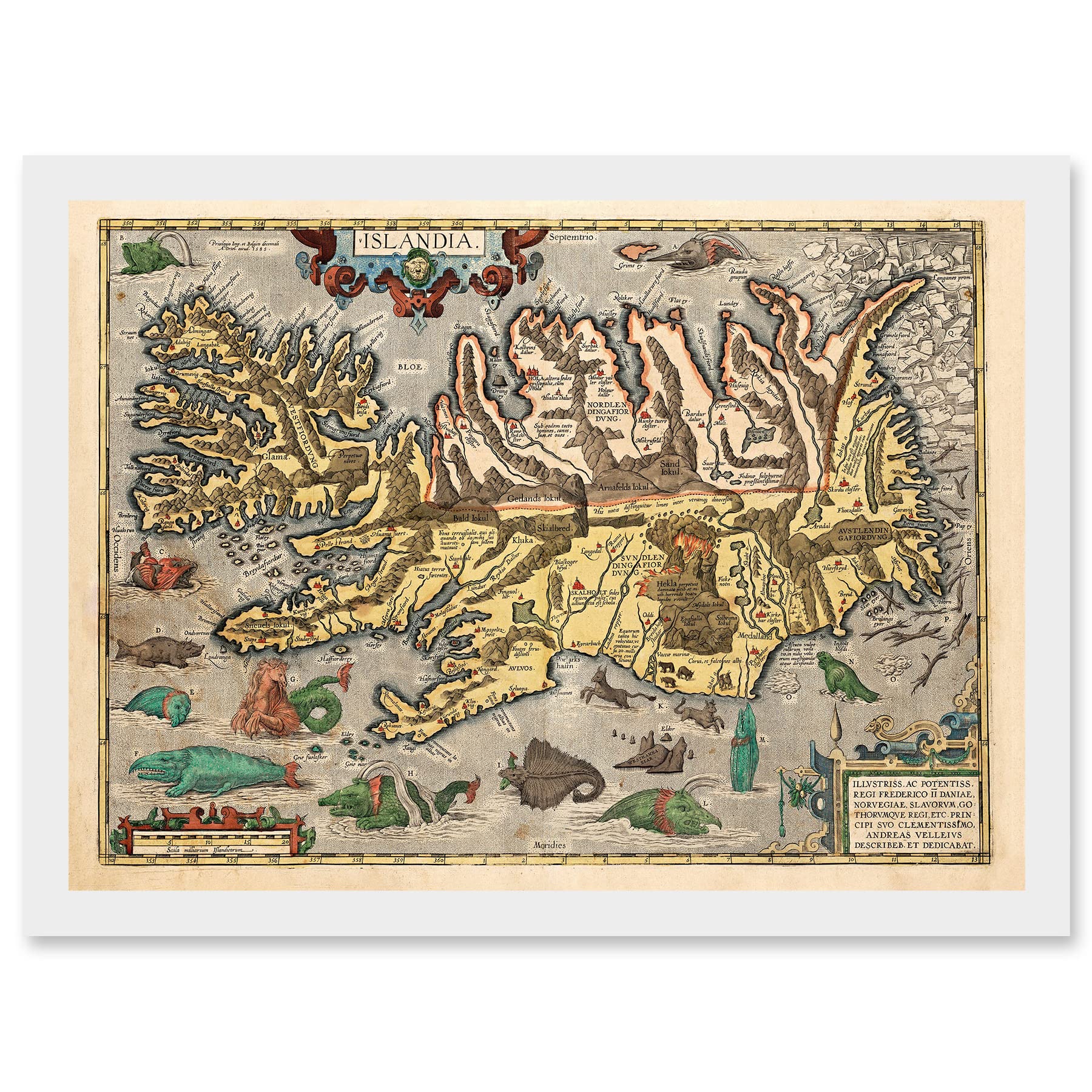 Sea Monster Map Art Medieval Sea Monster Art Print, Sea Serpent,