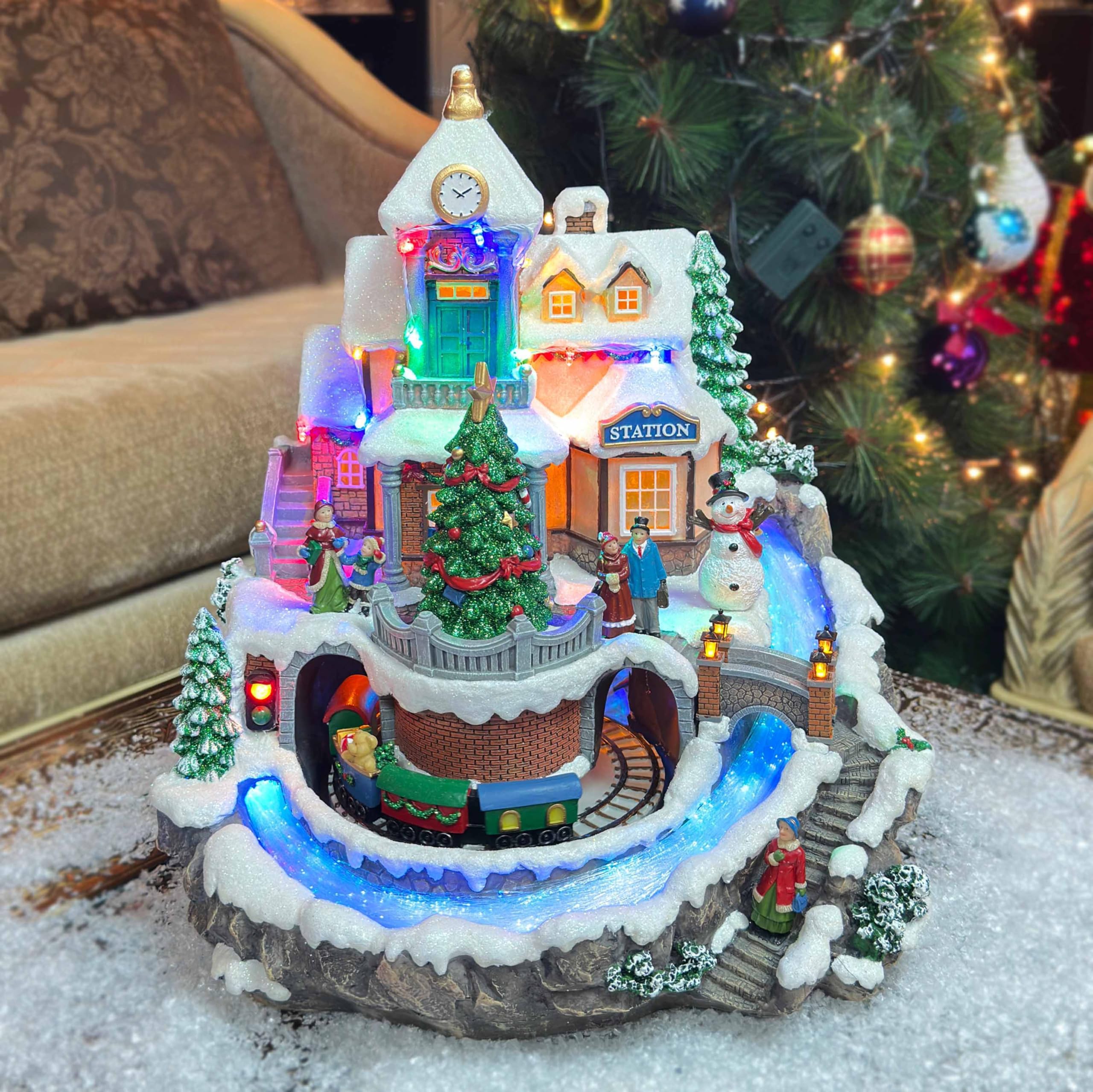 Amazon.com: MOMENTS IN TIME Christmas Village 13.1”H Polyresin LED ...