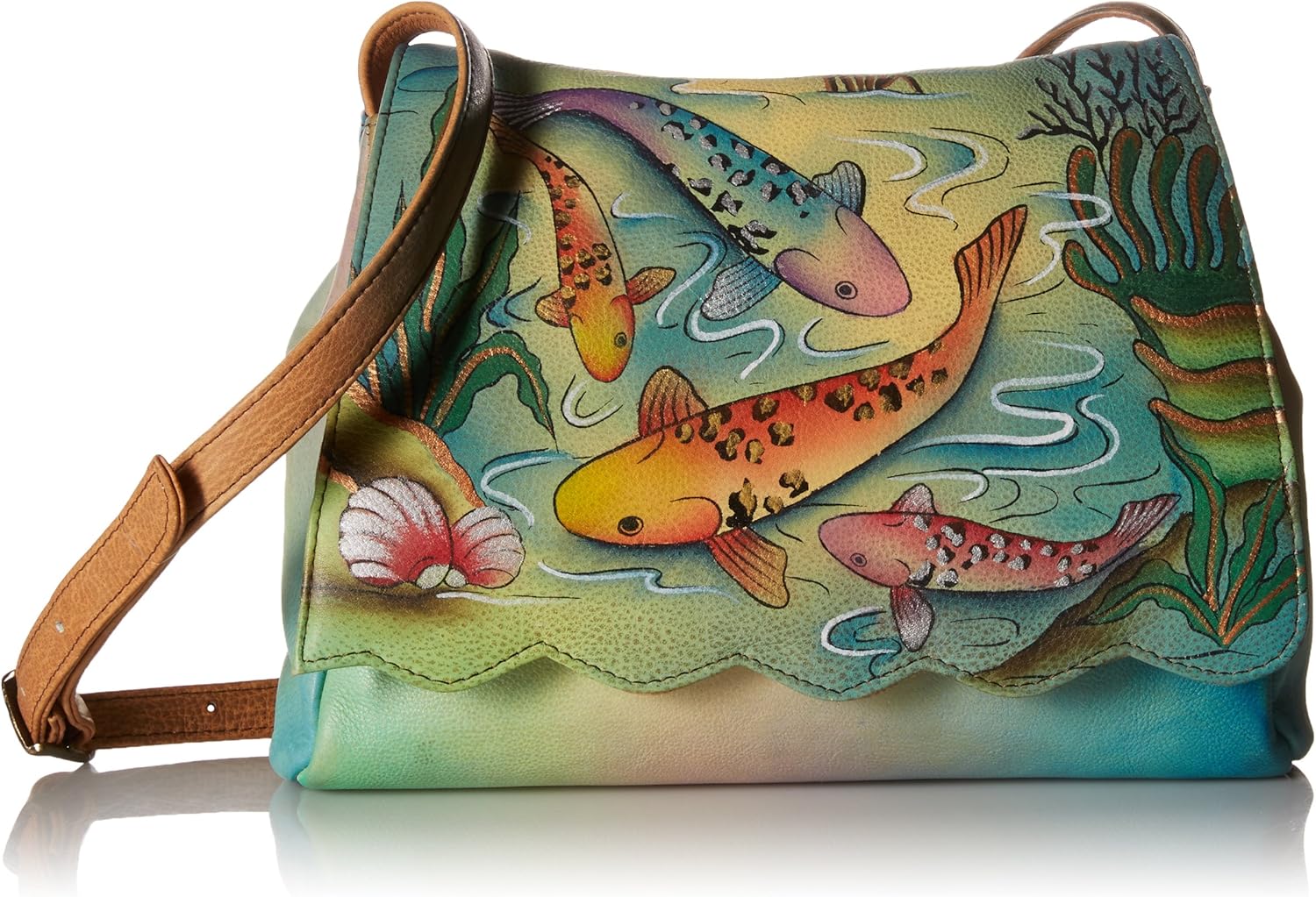 Amazon.com: Anna by Anuschka Genuine Leather Shoulder Bag | Scallop ...