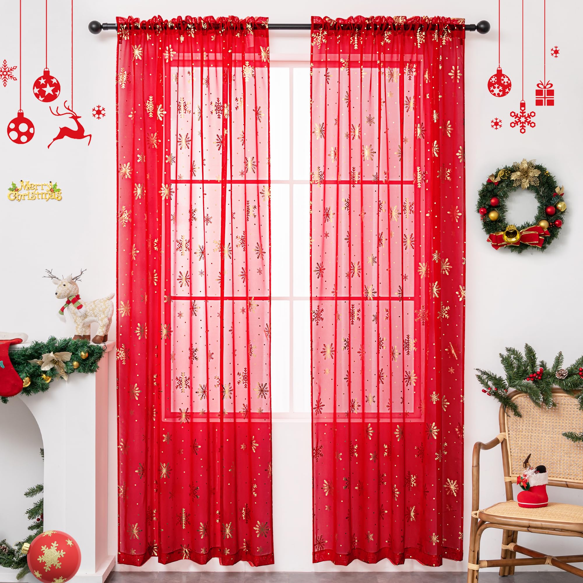 Amazon.com: Karseteli Christmas Sheer Curtains for Living Room, Luxury ...