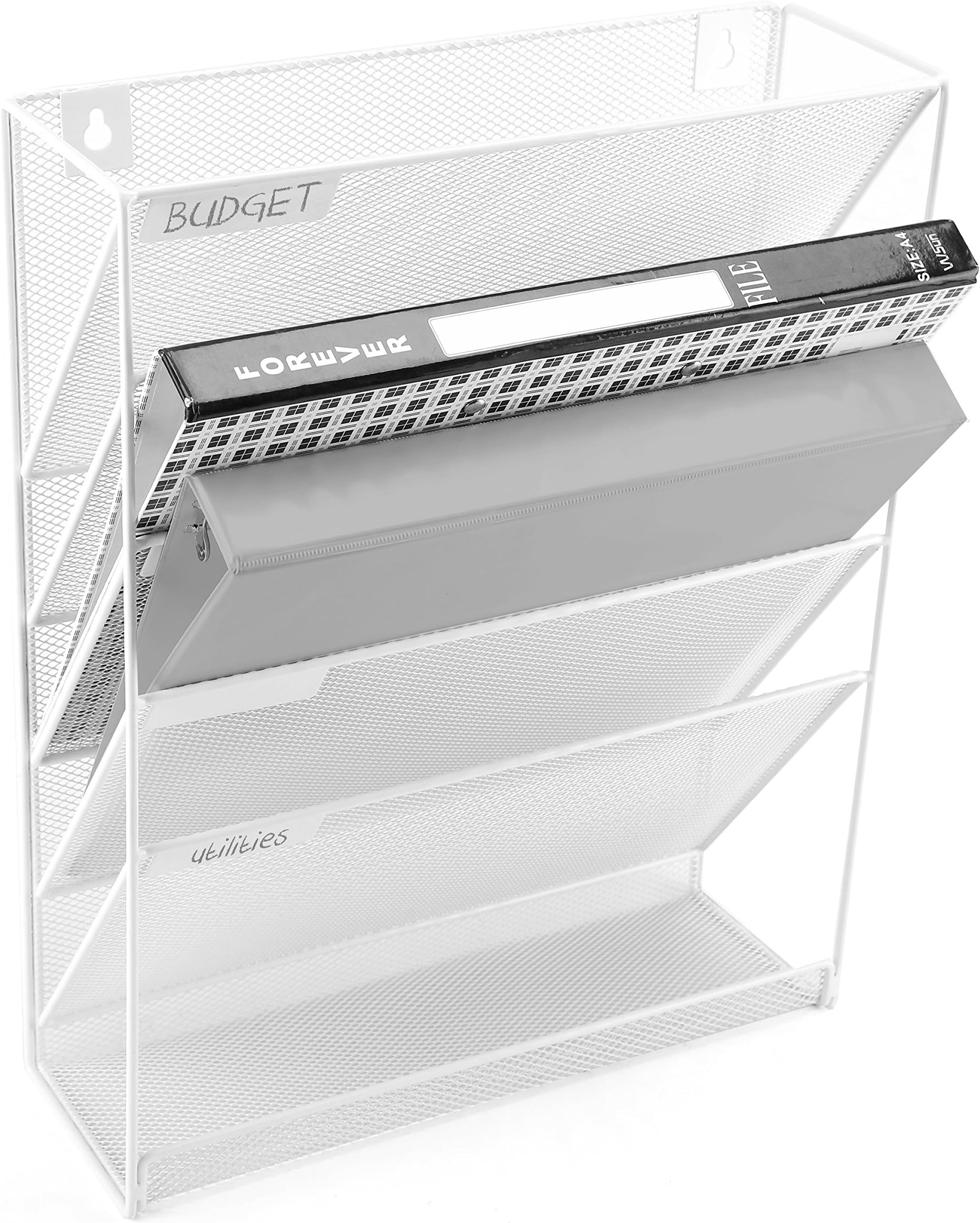Amazon.com: MyGift Wall Mounted White Mesh Metal Office Document File ...