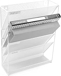 MyGift Wall Mounted White Mesh Metal Office Document File Folder ...
