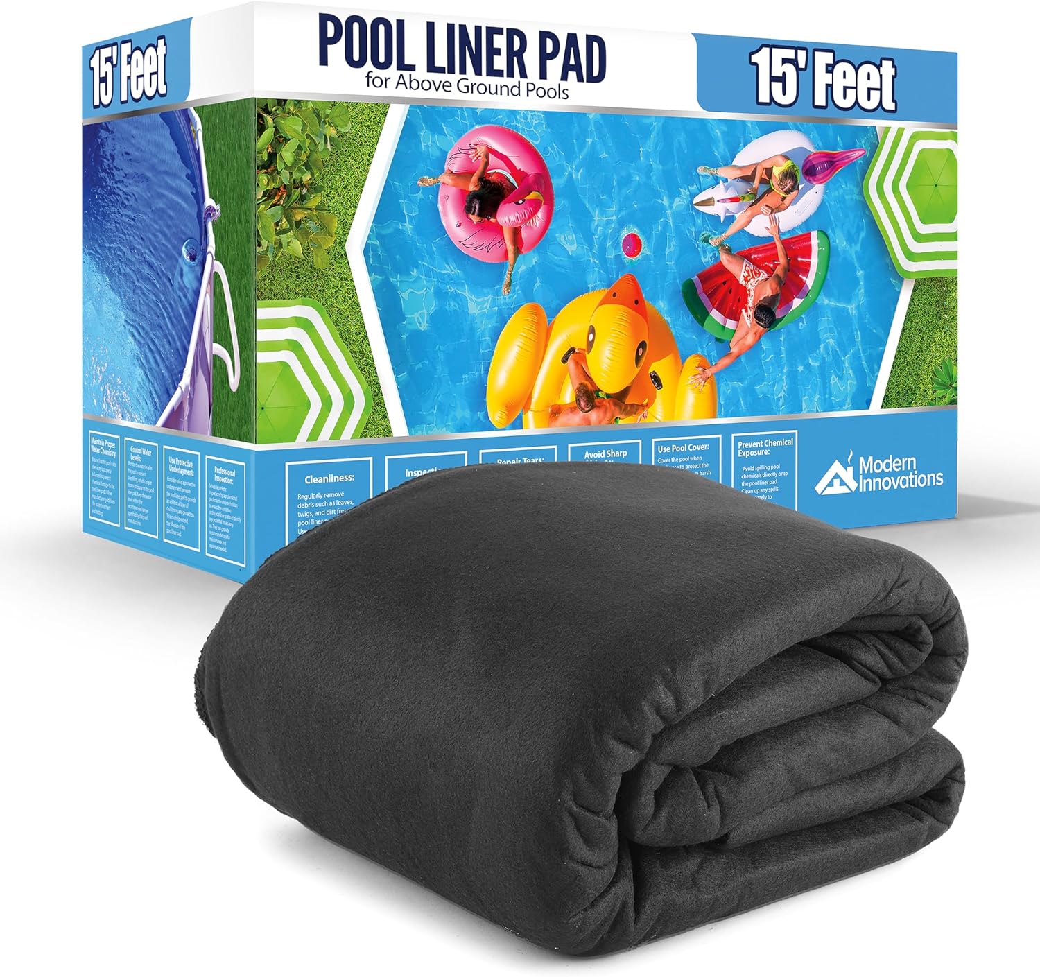 Amazon.com : Above Ground Pool Liner Pad, 15' Foot Round, Pre-Cut Heavy ...