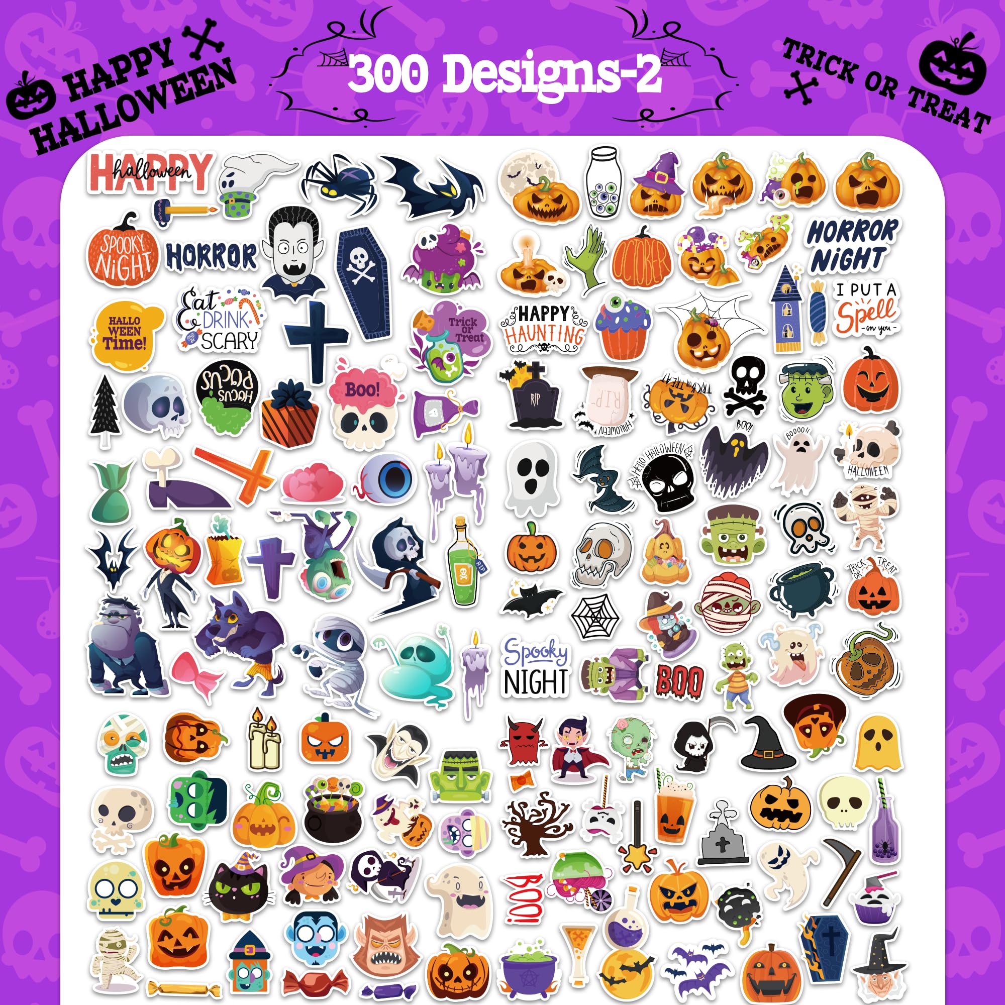 Snapklik.com : LINAYE 300PCS Halloween Stickers Non-Repeating Waterproof