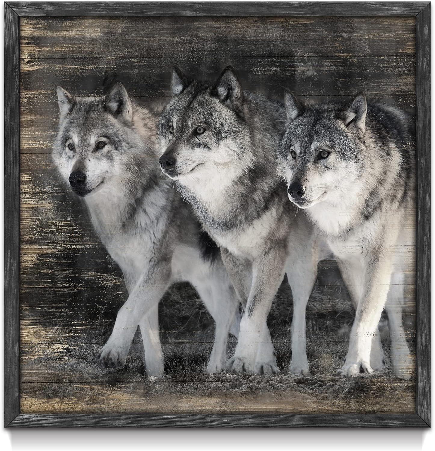 Amazon.com: Gray Wolf Farmed Wall Decor: Rustic Animal Painting On Wood ...