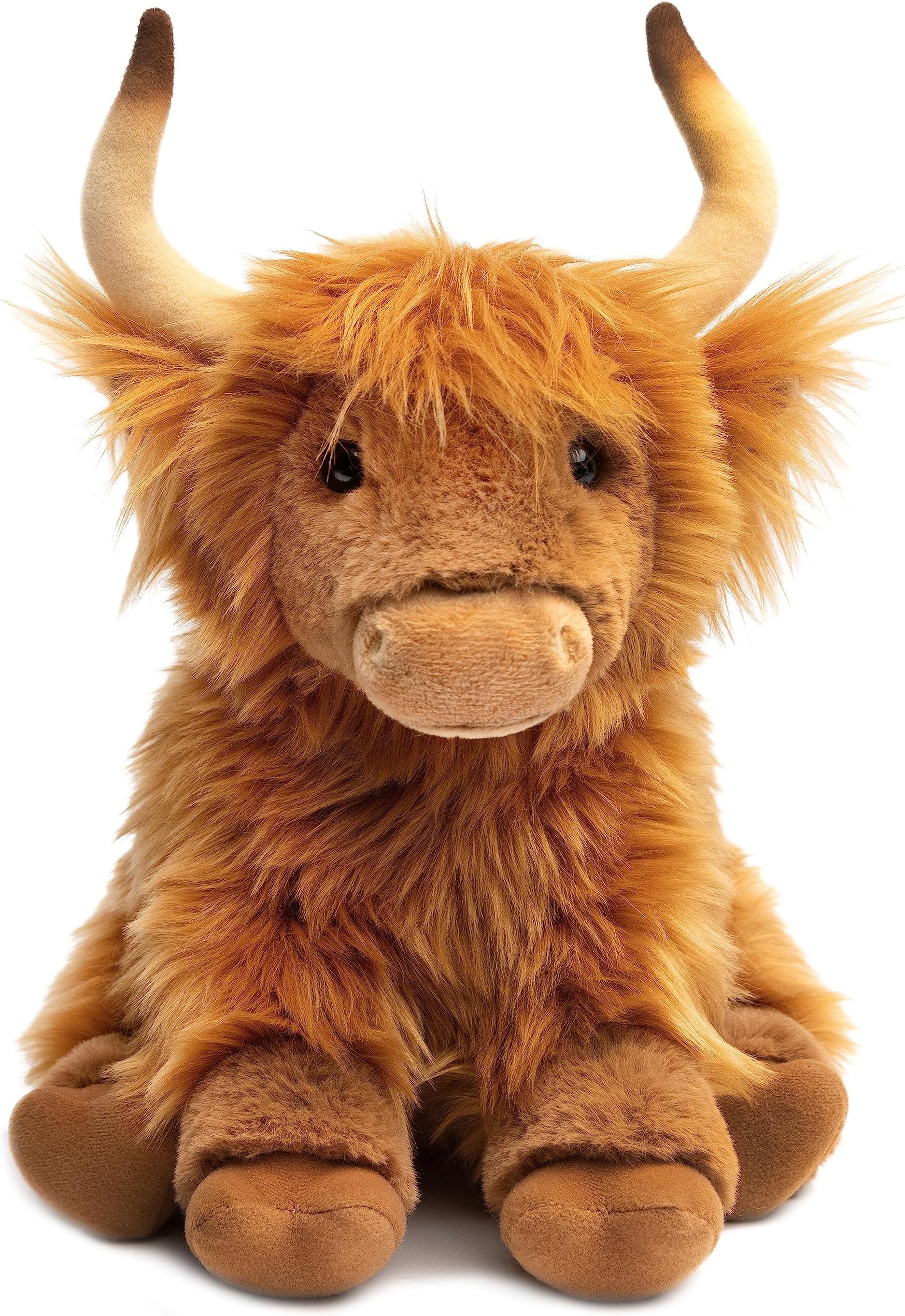 Amazon.com: Living Nature Highland Cow Brown Stuffed Animal | Farm Toy ...