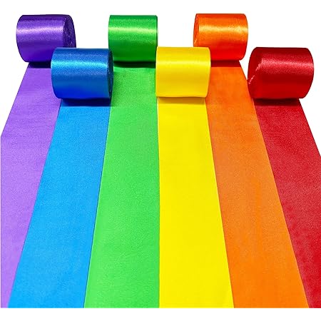 Amazon.com: Rainbow Satin Ribbon 65.6Yd × 1.97" Wide Colorful Ribbon ...