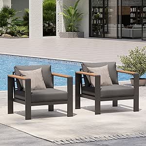Amazon.com: Oasbira Aluminum Outdoor Patio Furniture Armchair, All ...