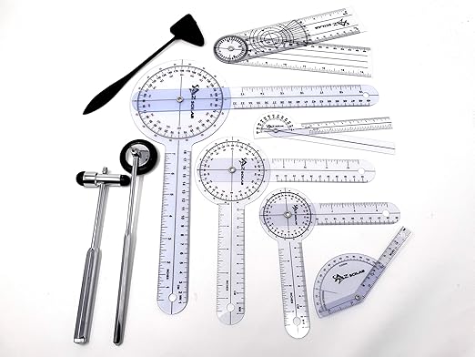 Amazon.com: Set of 9 Piece Goniometer Physical Therapy Complete Set W ...