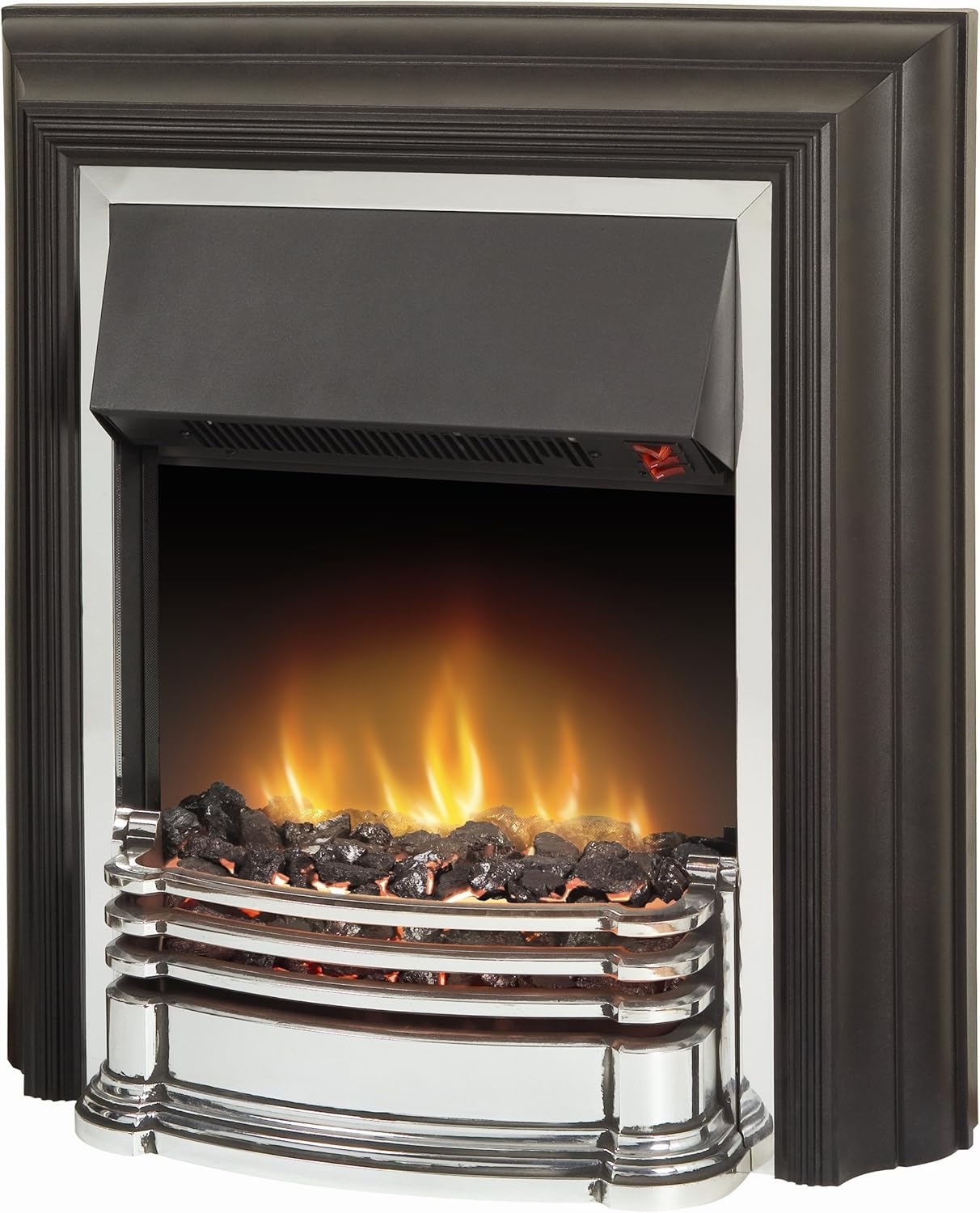 Dimplex Detroit Freestanding Optiflame Electric Fire, Black/Chrome ...