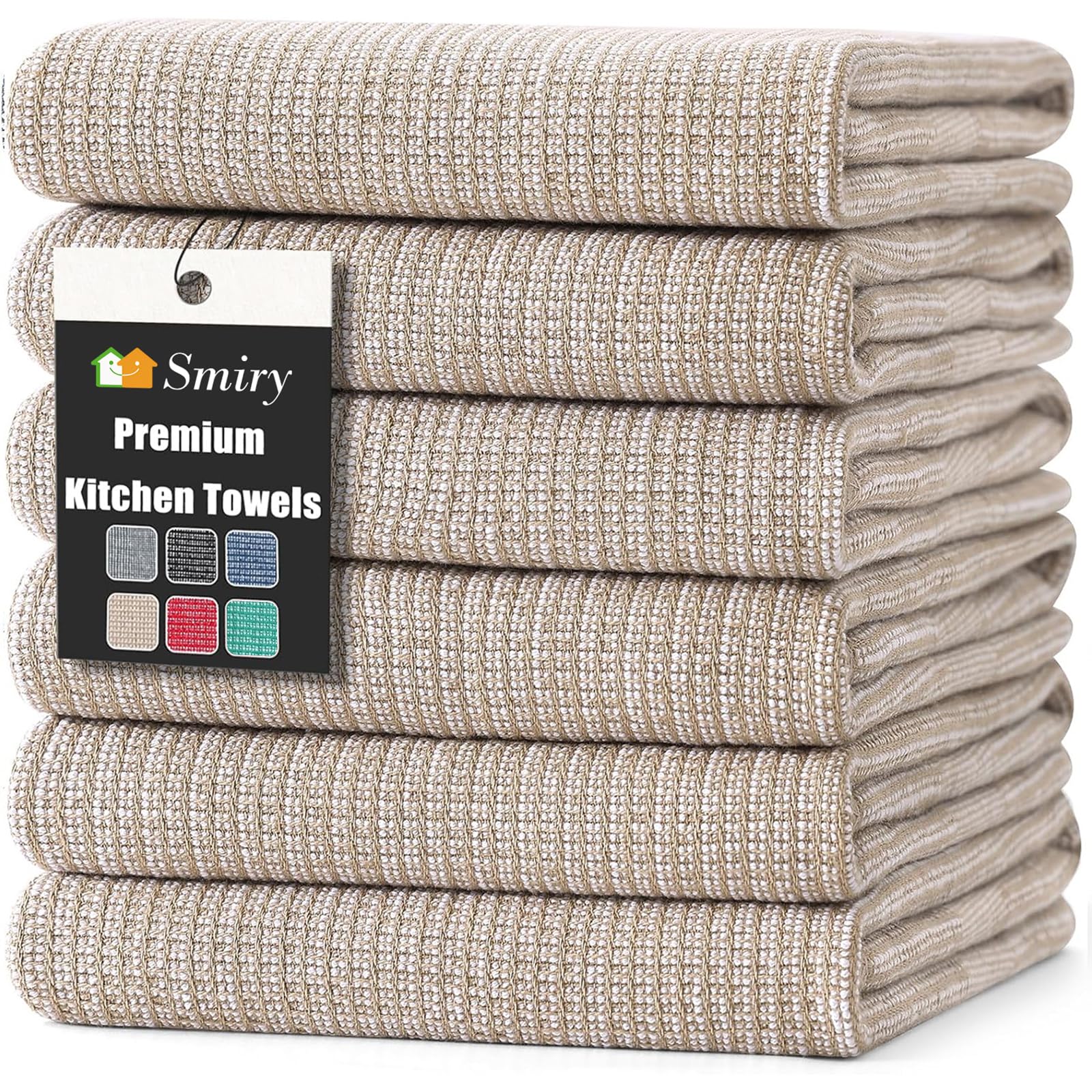 smiry Premium Kitchen Towels(18"x 28", 6 Pack), Large Cotton Dish ...
