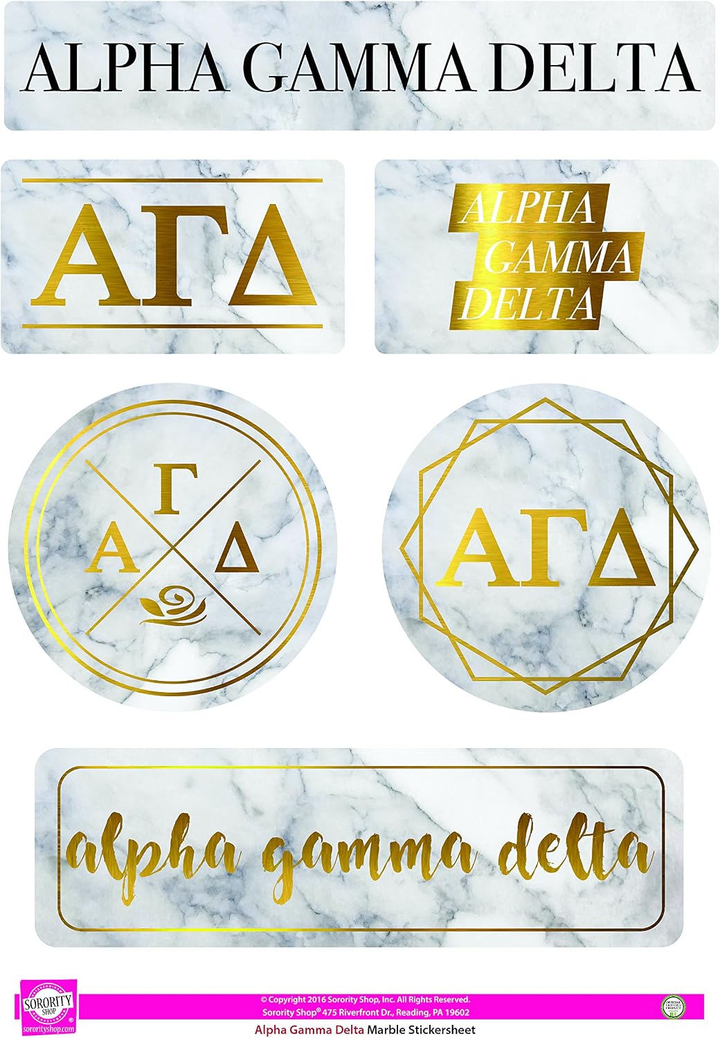 Amazon.com: Alpha Gamma Delta - Sticker Sheet - Marble Theme : Arts ...