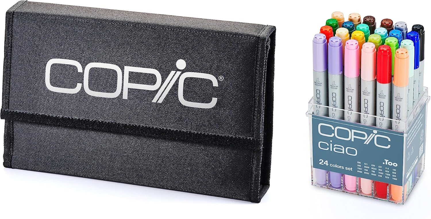 Amazon.com : Copic Ciao Alcohol Markers 24pc Set & Empty Wallet (White ...