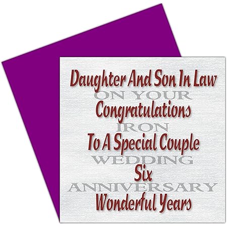 Daughter & Son In Law 6th Wedding Anniversary Card – Iron Anniversary ...