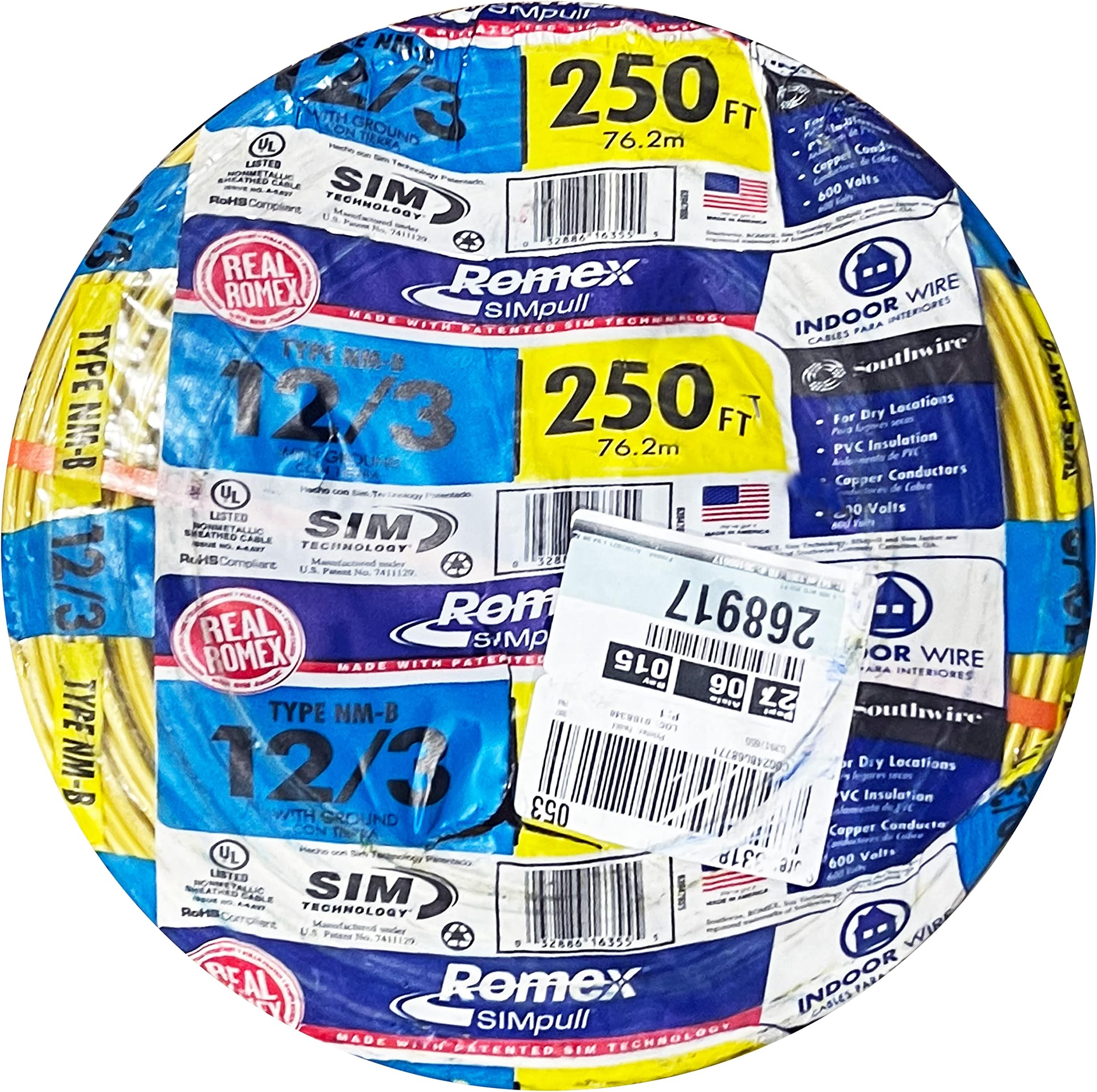 SOUTHWIRE COMPANY LL 12/2NM-WGX1000 12/2 Non-Metallic Sheathed Cable ...