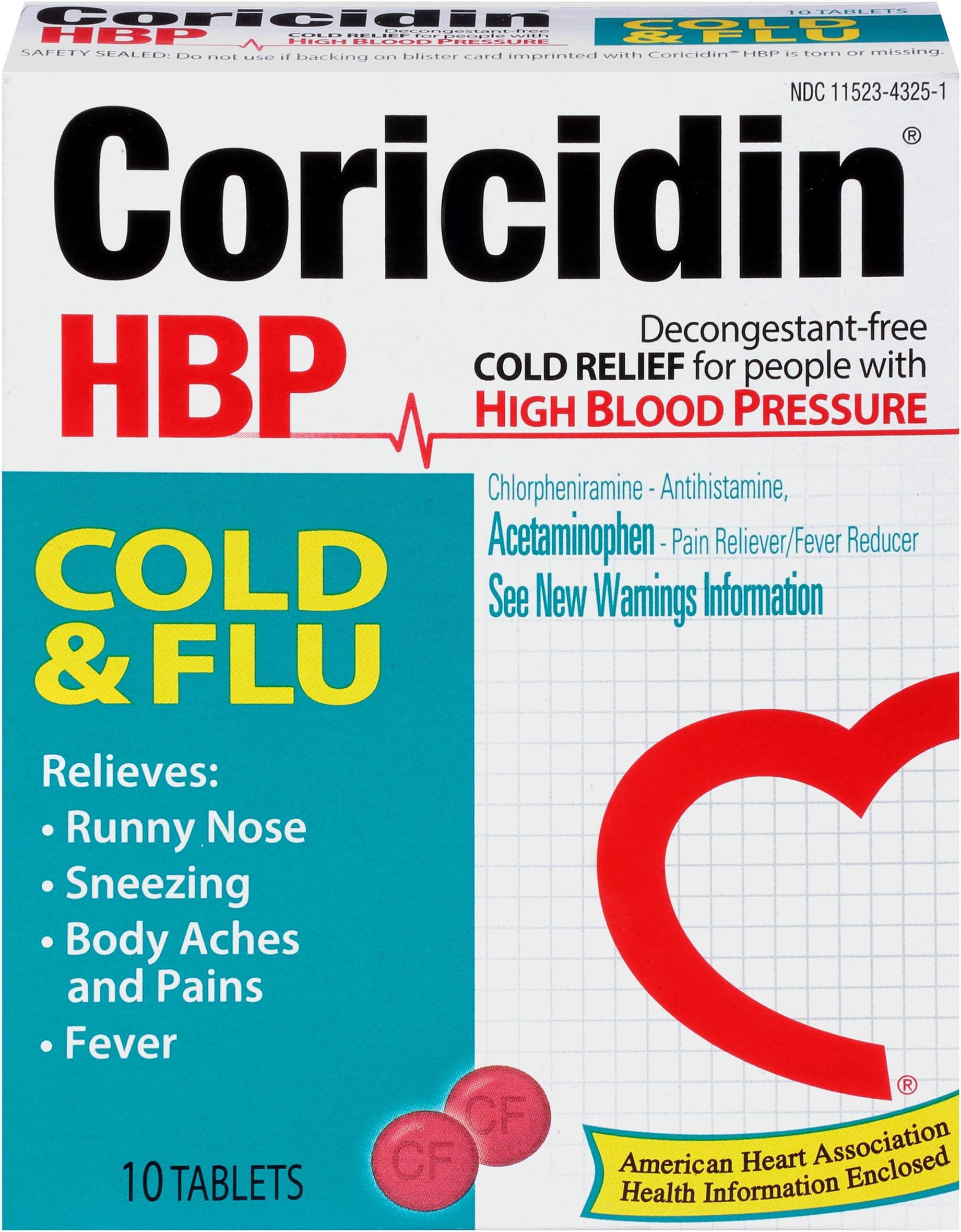 Amazon.com: Coricidin HBP Cold and Flu, 10 Count : Health & Household