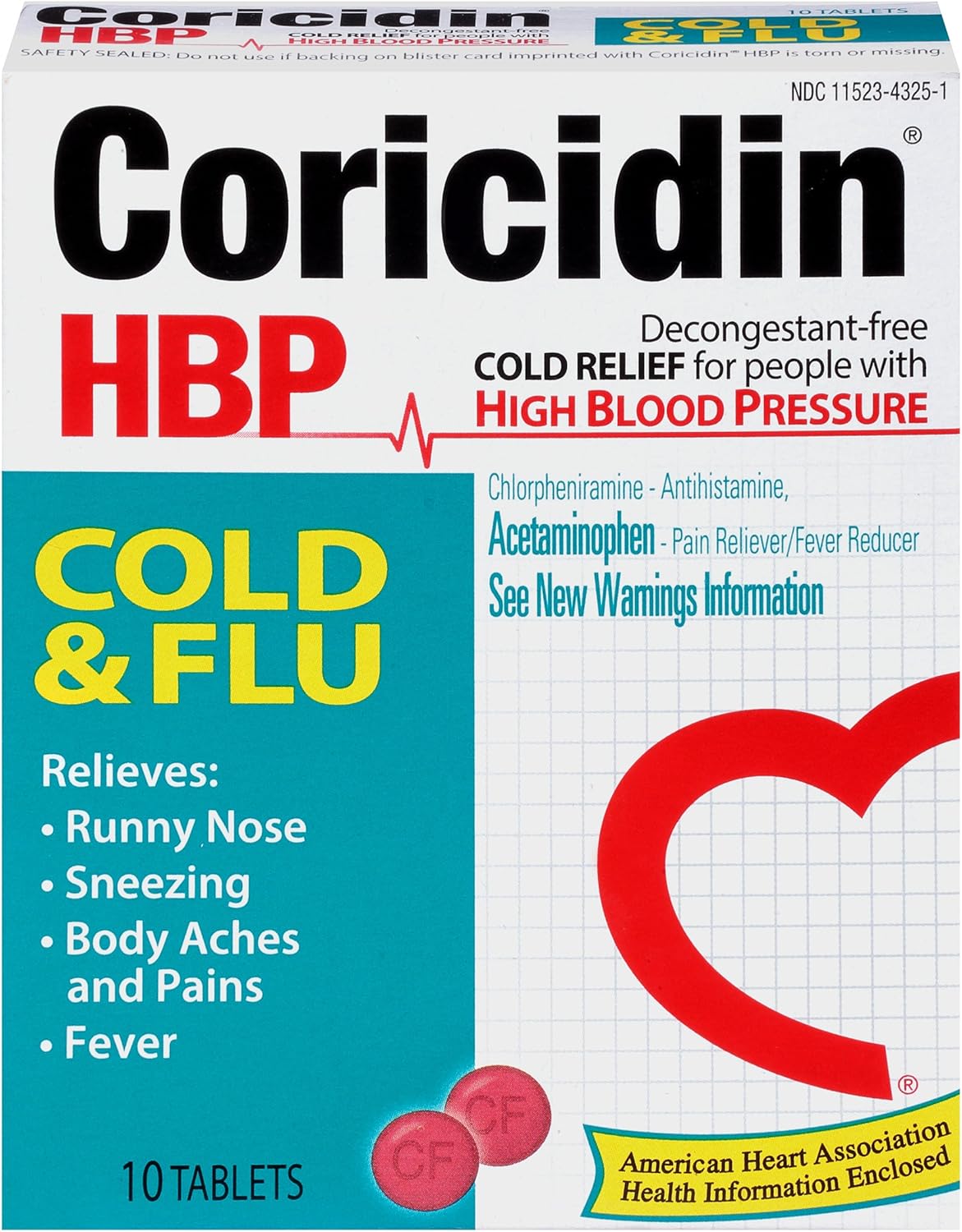 Amazon.com: Coricidin HBP Cold and Flu, 10 Count : Health & Household