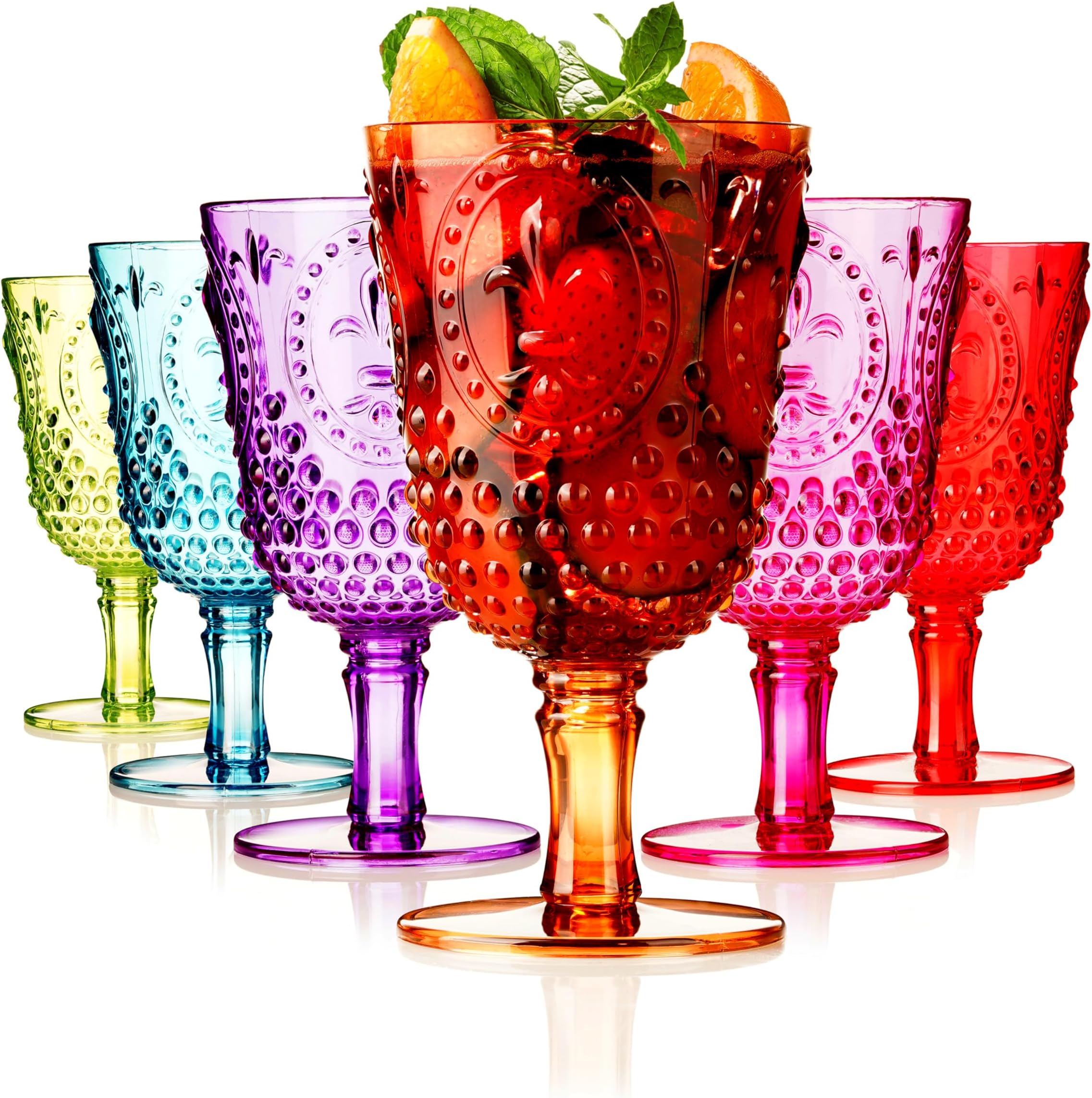 Amazon.com | Muldale Boho Acrylic Wine Glasses Dishwasher Safe - Large ...