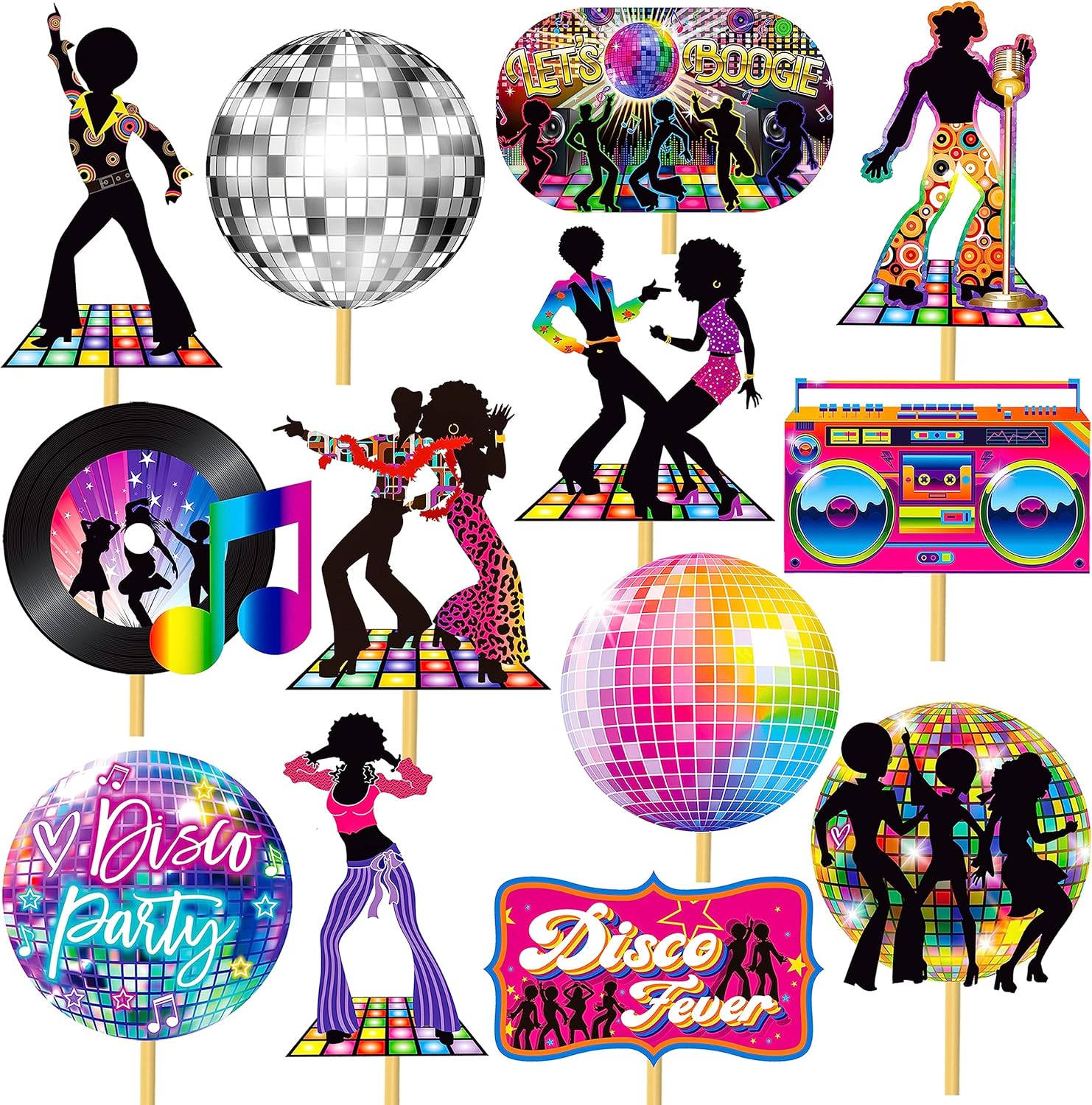 Amazon.com: 26pcs 1970s Disco Fever Party Centerpiece Sticks 70s Disco ...