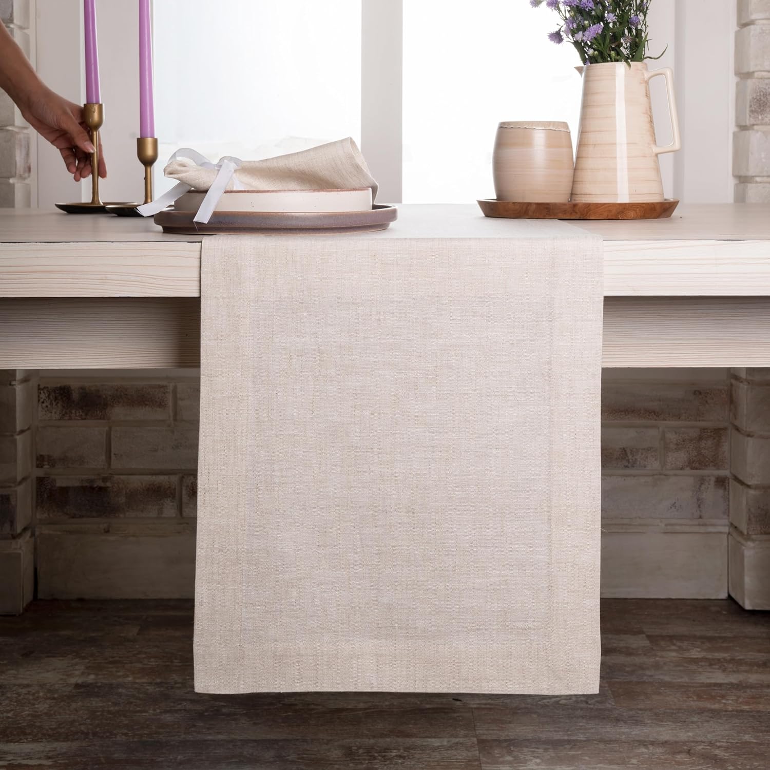 Amazon.com: D'Moksha Homes Light Natural Linen Table Runner 36 inches ...