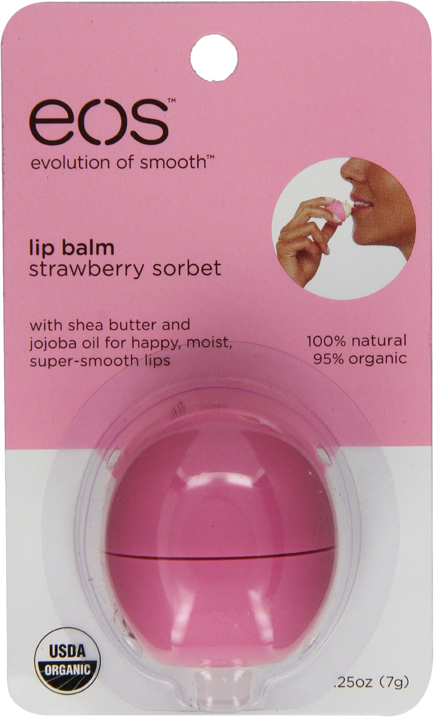 Amazon.com : EOS Organic Lip Balm Sphere, Strawberry Sorbet, 0.25 Oz ...