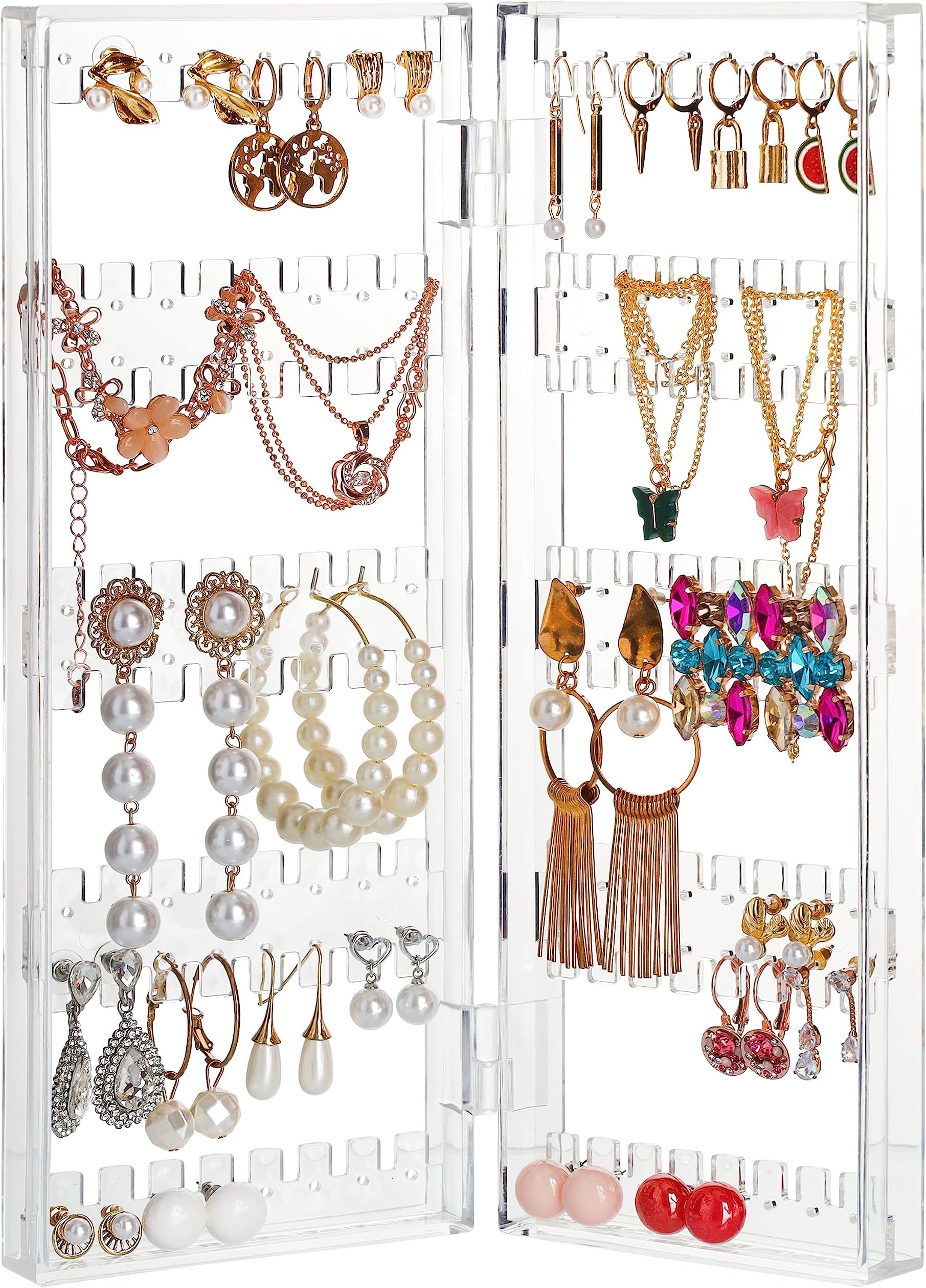 Kurtzy Porte Bijoux Pliable - 5 Niveaux & 4 Panneaux de Rangement ...