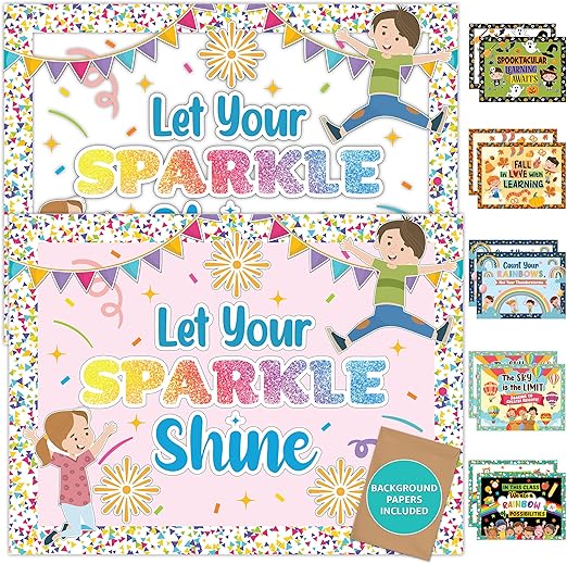 Amazon.com: 132 Pcs Confetti Bulletin Board Decorations Set with ...