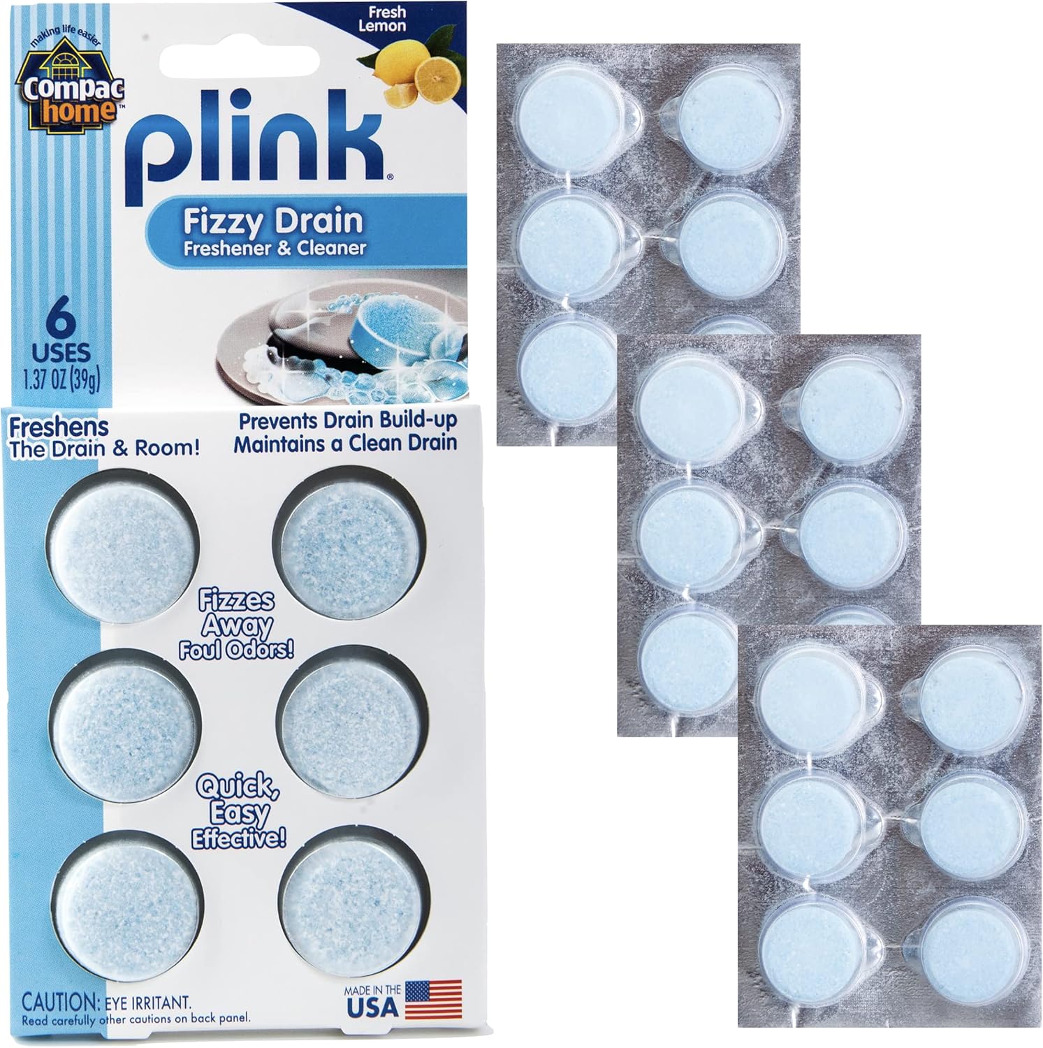 Amazon.com: Compac Plink Fizzy Drain Cleaner Deodorizer, Lemon,24 Count ...