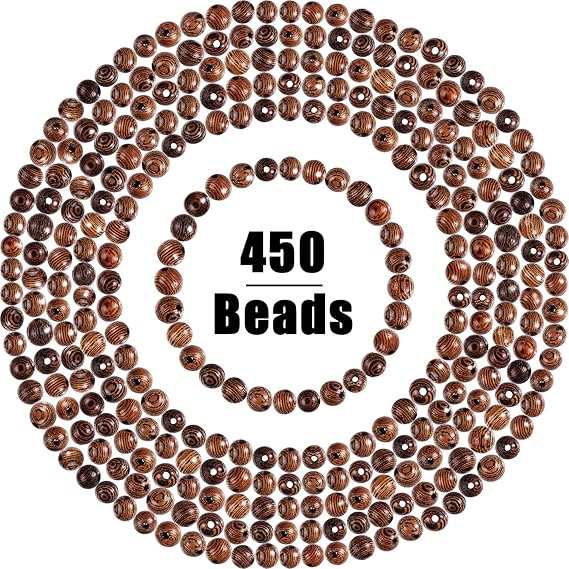 WILLBOND 450 perline di legno rotonde per artigianato in legno, 6 mm ...